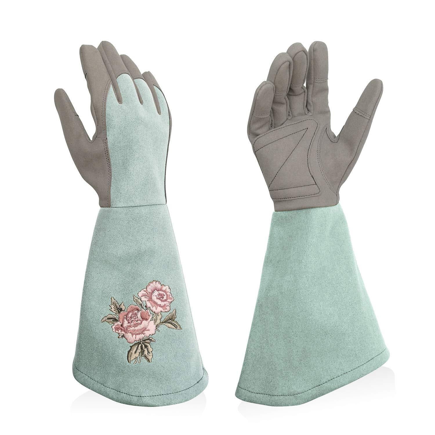 Rose Pruning Gloves Thorn Proof, Embroidery Leather Gardening Gloves with Extra Long Forearm ...