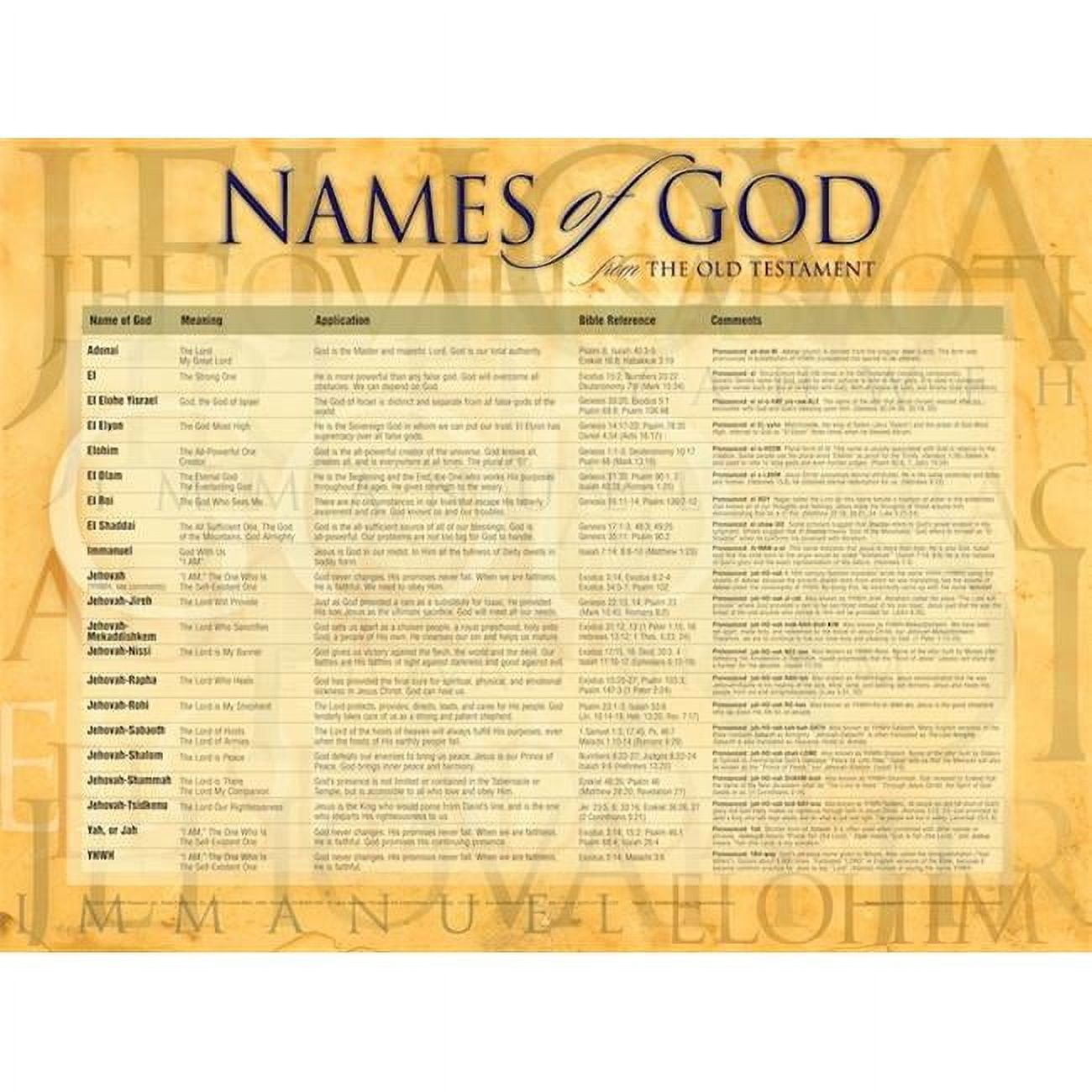 Rose Publishing 037431 19 x 26 in. Names of God Wall Chart - Walmart.com