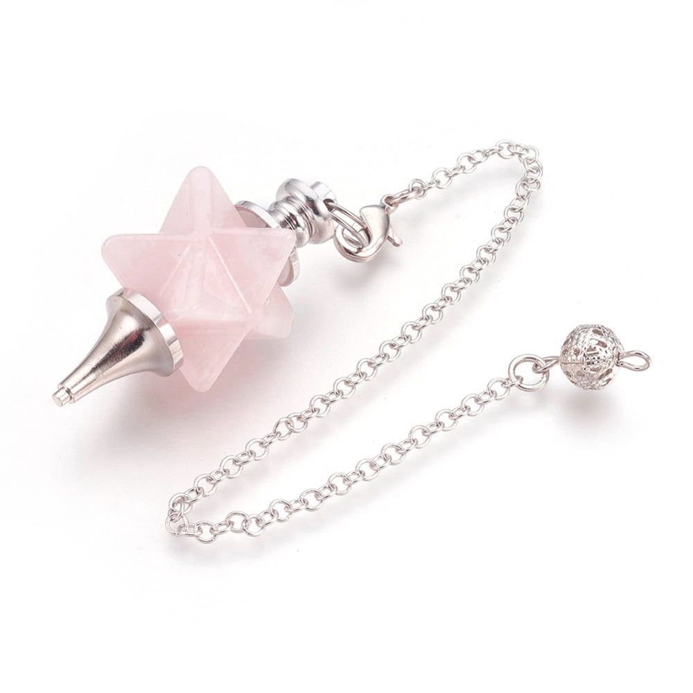 Rose Quartz 5 pc Natural Rose Quartz Dowsing Pendulums with Platinum ...