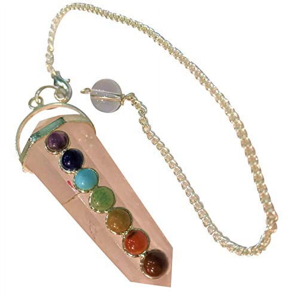 Rose Quartz 7 Chakra Dowser Pendulum, Stone Crystal For Reiki Healing, Dowsing, Meditation ...