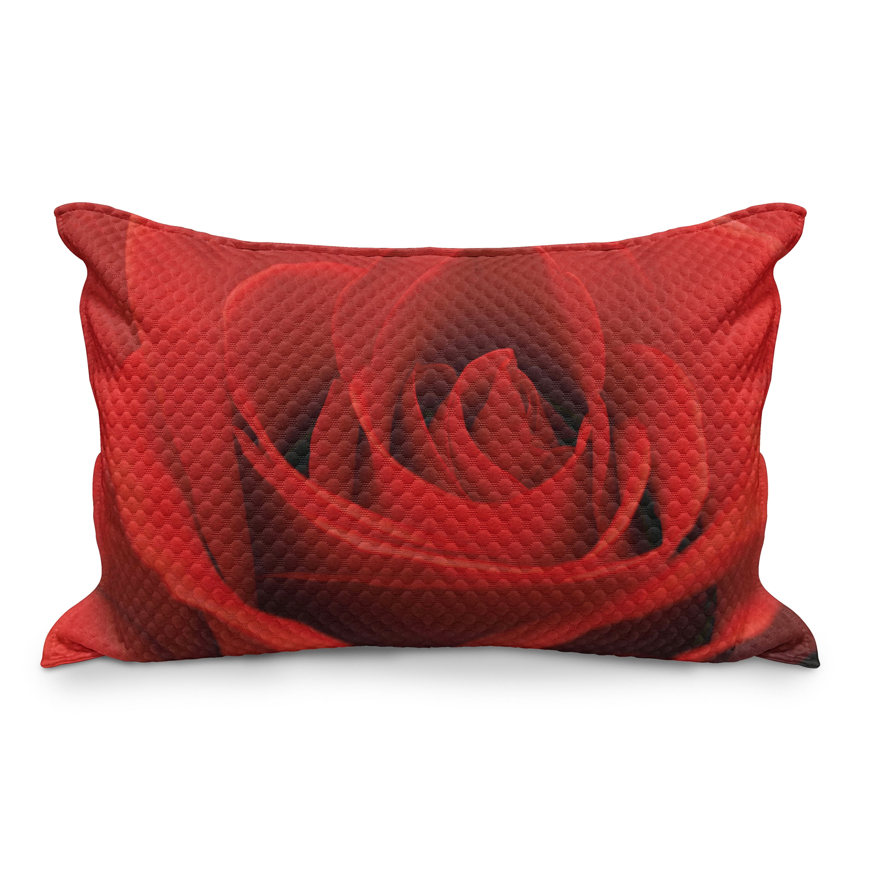 Rose Quilted Pillowcover, Close up Macro of a Red Rose Bloom Fresh ...