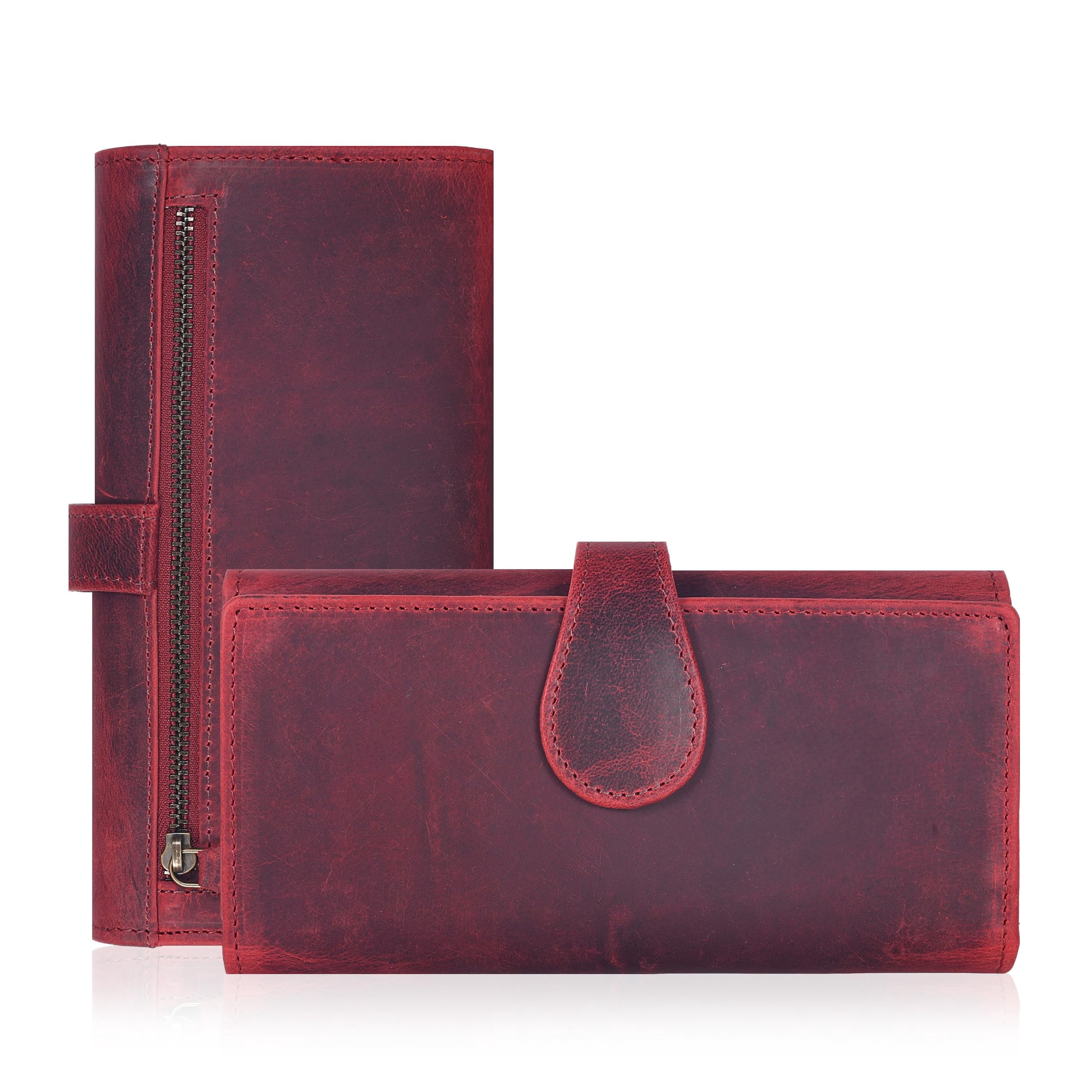 Rose Real Leather Trifold Women's Wallet RFID Blocking Card Holder ...