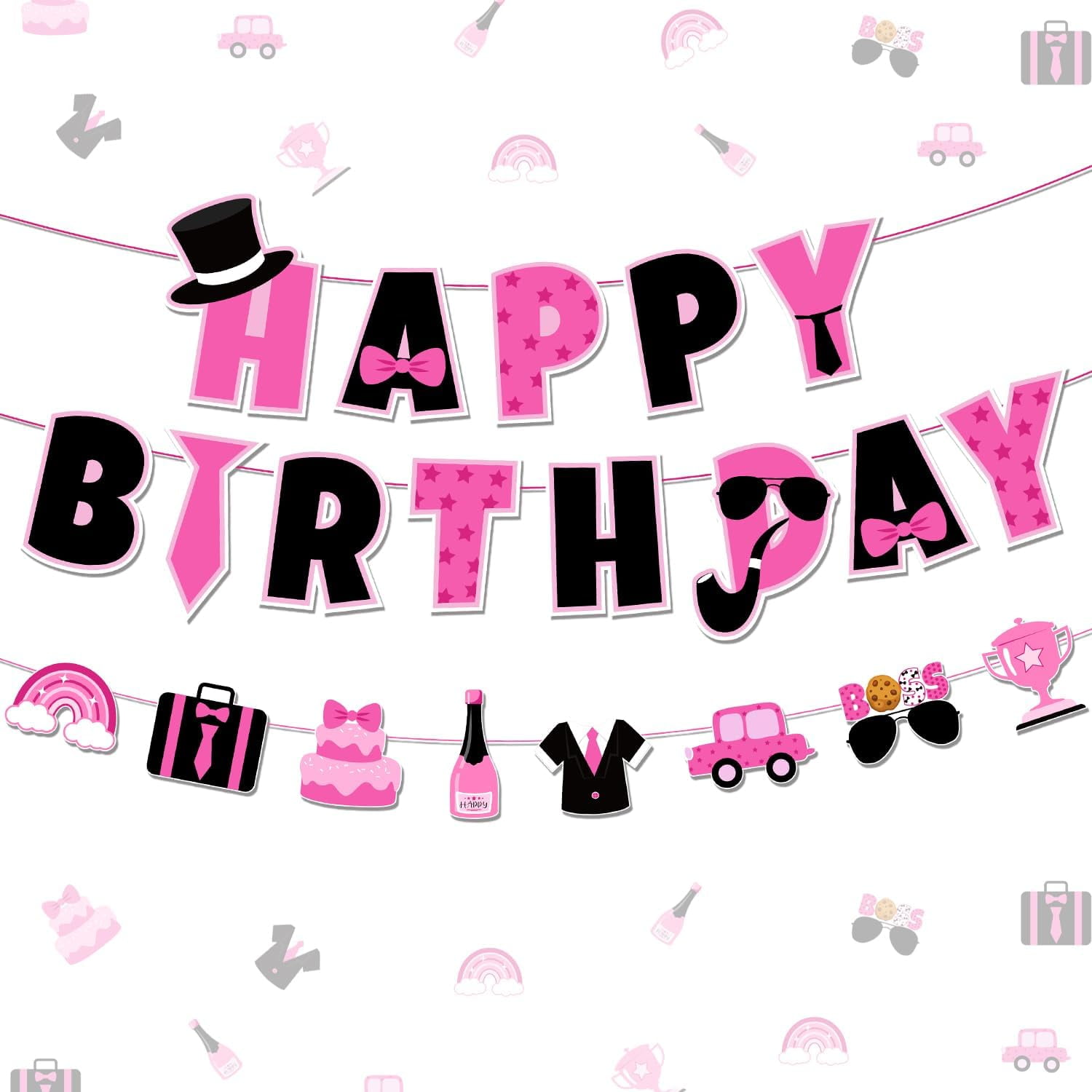 Rose Red Baby Boss Themed Happy Birthday Banner Birthday Party ...