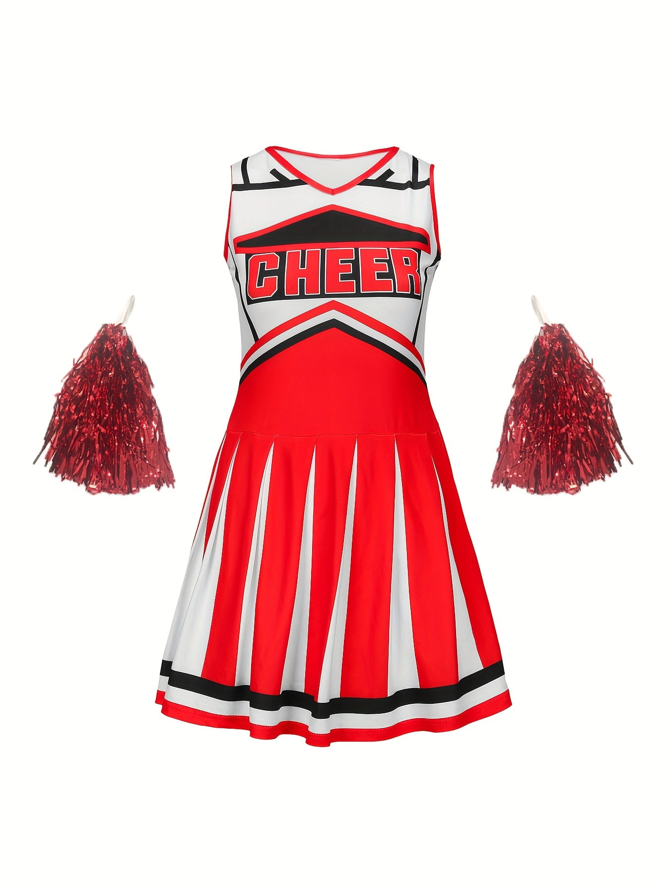 Sky Blue Cheer Cheerleading Dress Cute Children's Pom-poms Performance ...