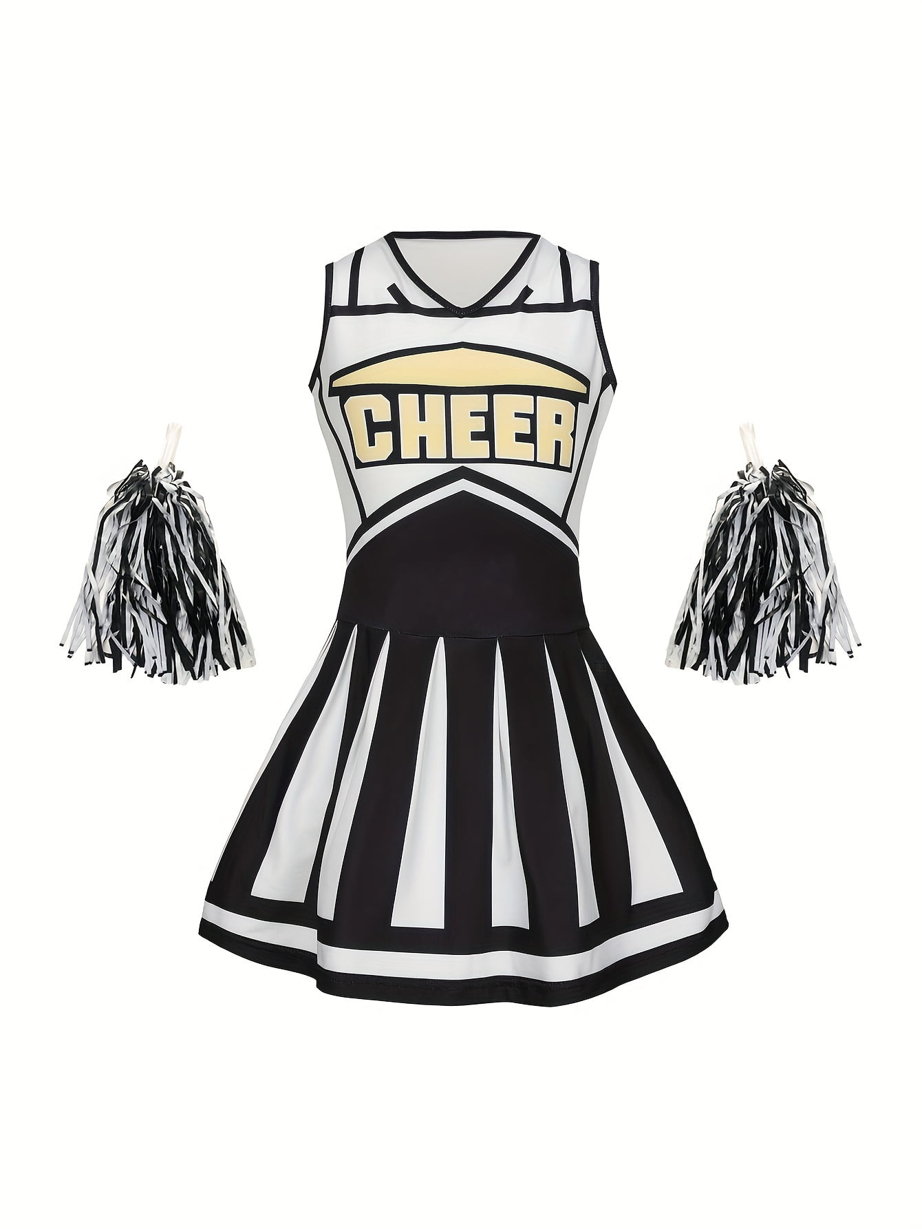Rose Red Cheer Cheerleading Dress Cute Children's Pom-poms Performance ...