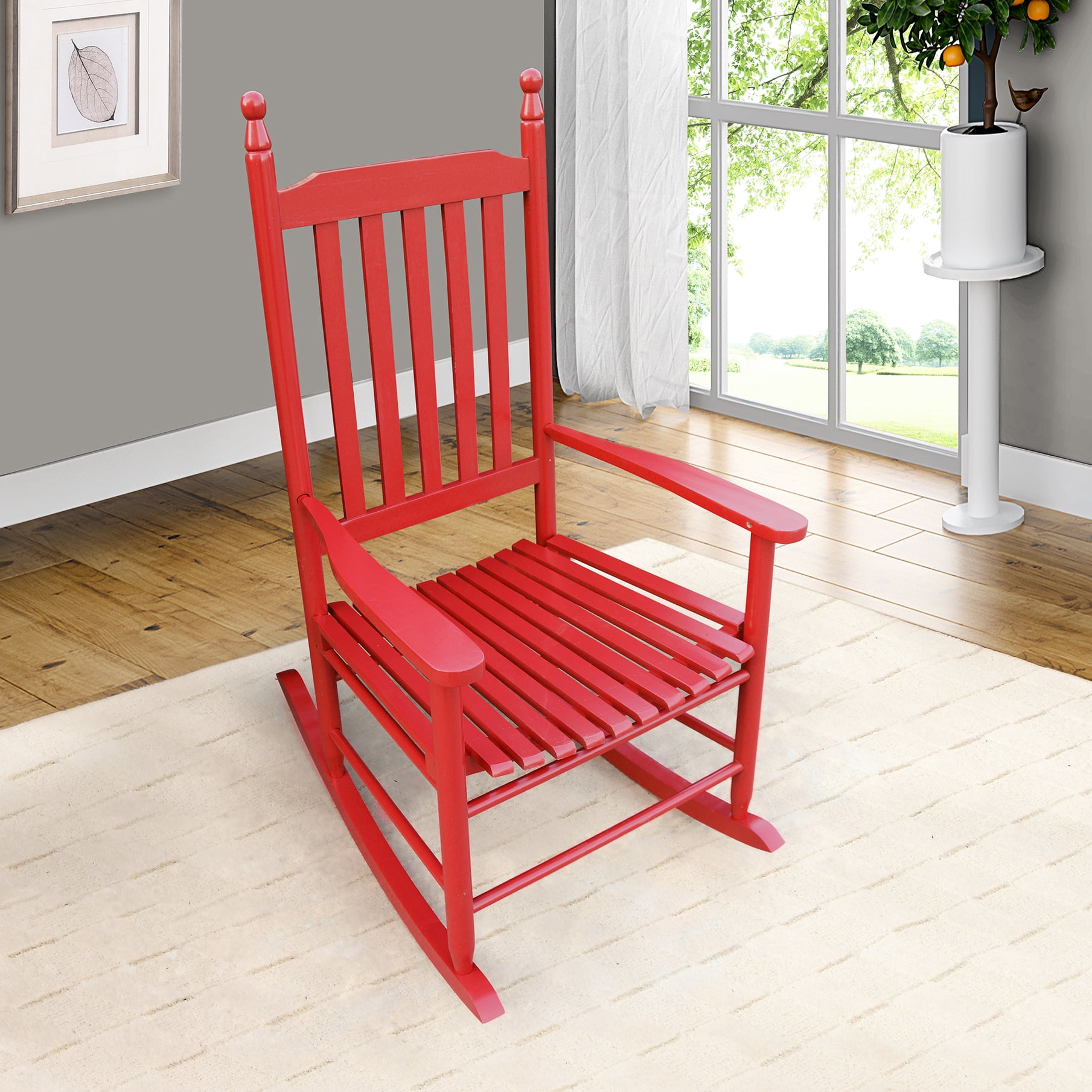 Rose Red Hardwood Porch Rocker Chair - Made With Solid Wood For Long ...