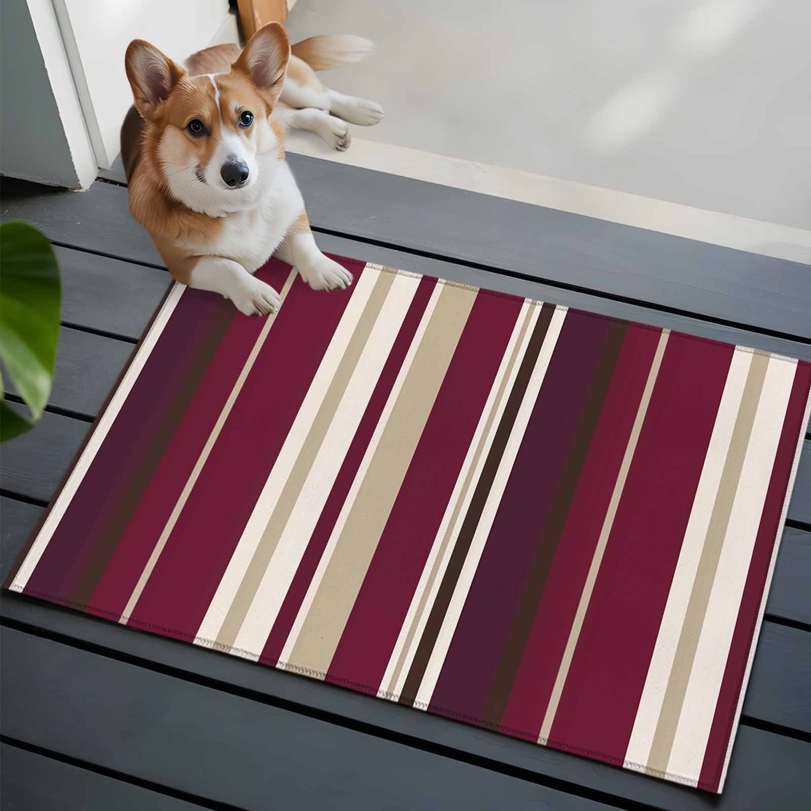 Rose Red Purple Stripes Bathroom Mat 2x3 FT, Non Slip Small Kitchen Mat ...