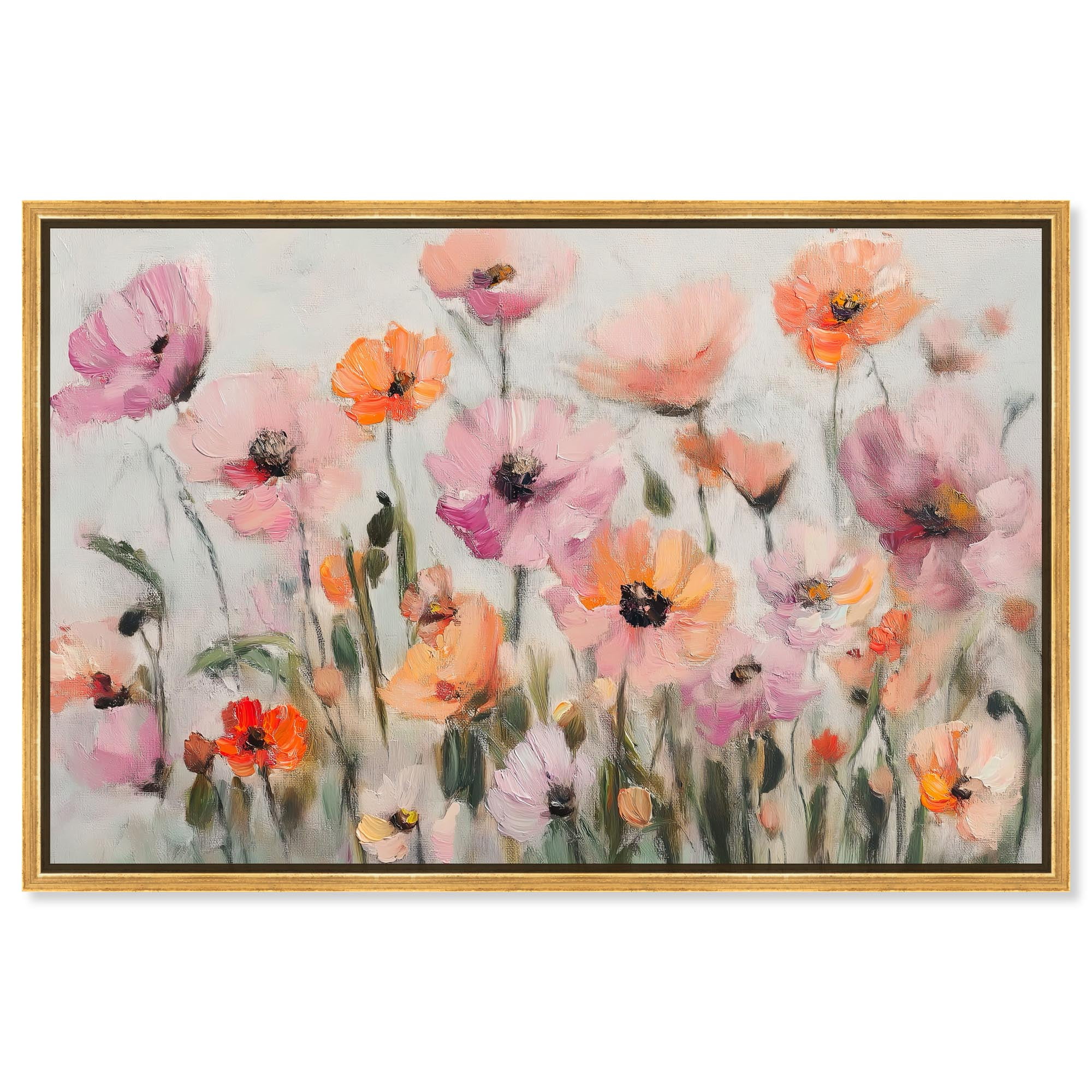 Rose Reverie in Oil Canvas Soft Floral Art by Art Remedy, Gold Frame ...