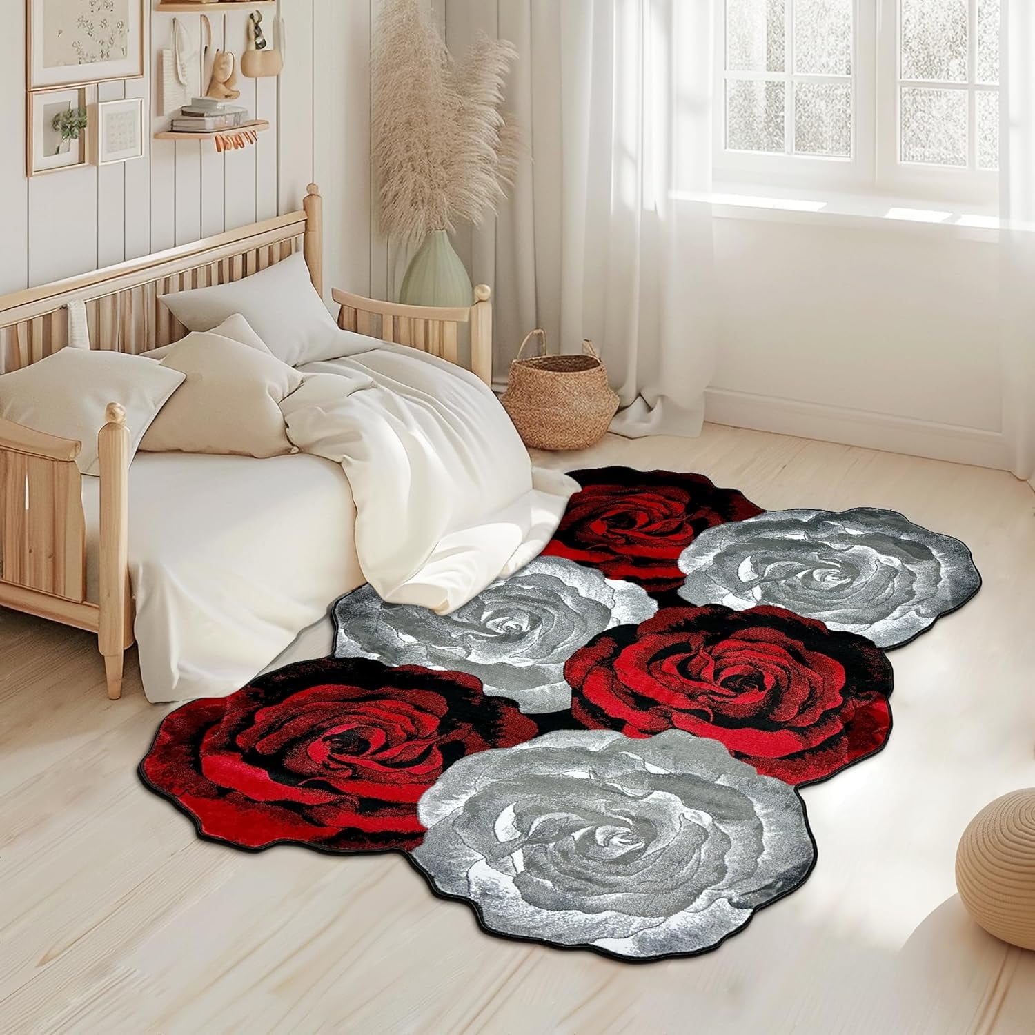 Rose Rug 5x7 Cute Plush Flower Roses Shaped Rug Girly Area Rugs ...