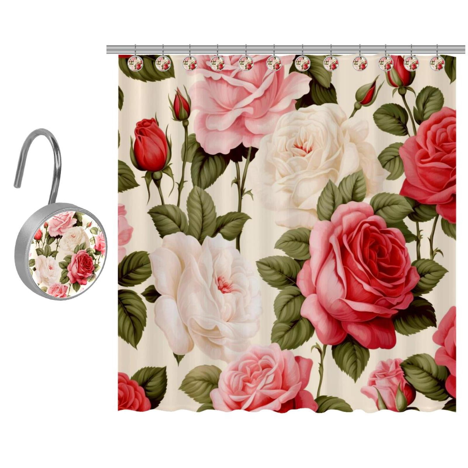 Rose Shower Curtain Set for Bathroom - Walmart.com