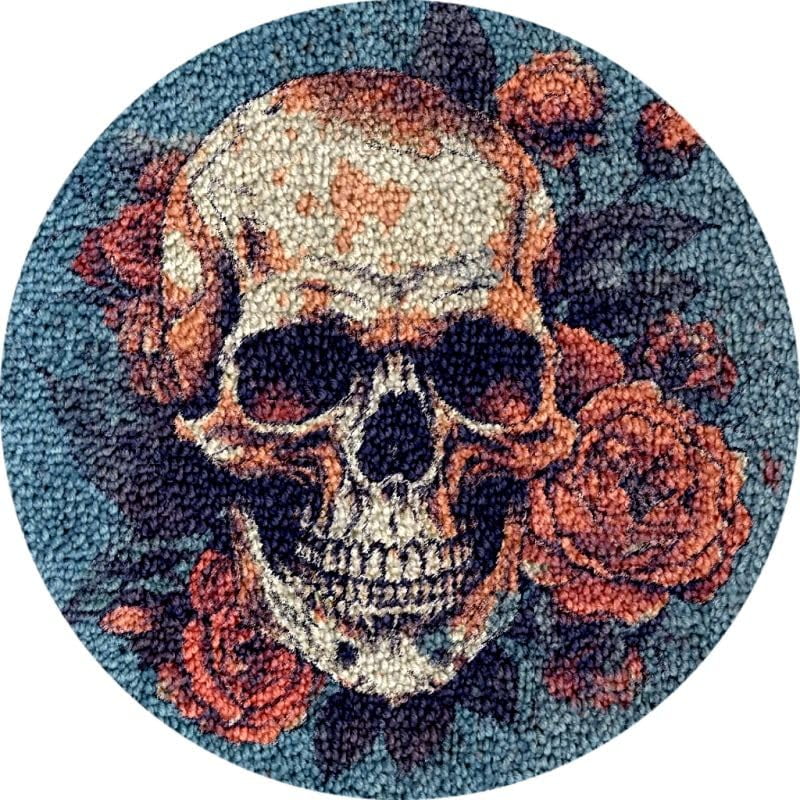 Rose Skull Round Latch Hook Rug Kits Set for Starter Crochet Hook ...
