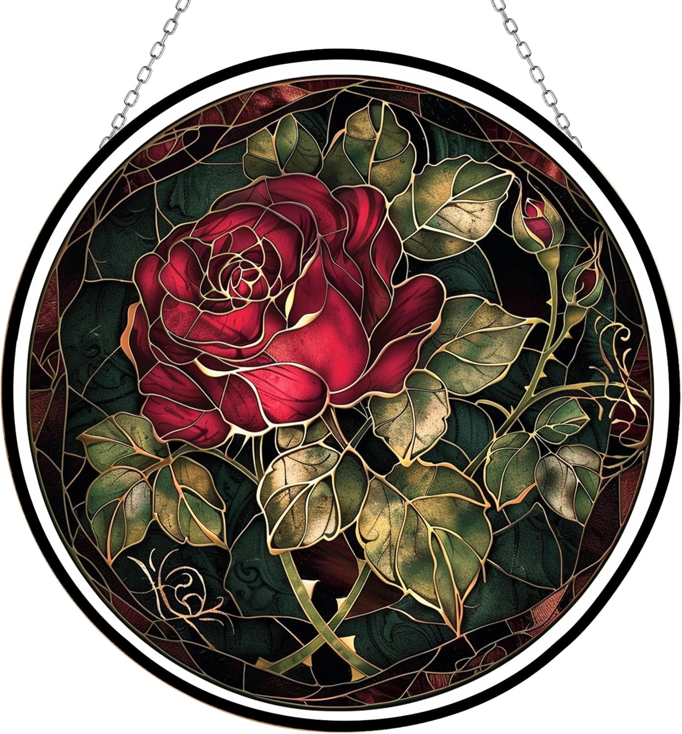 Rose Stained Glass Window Hangings, Handcrafted Stained Glass ...