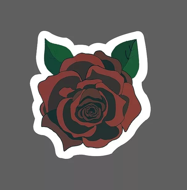 Rose Sticker Red Illustration Waterproof Sticker Phone Decal Water ...