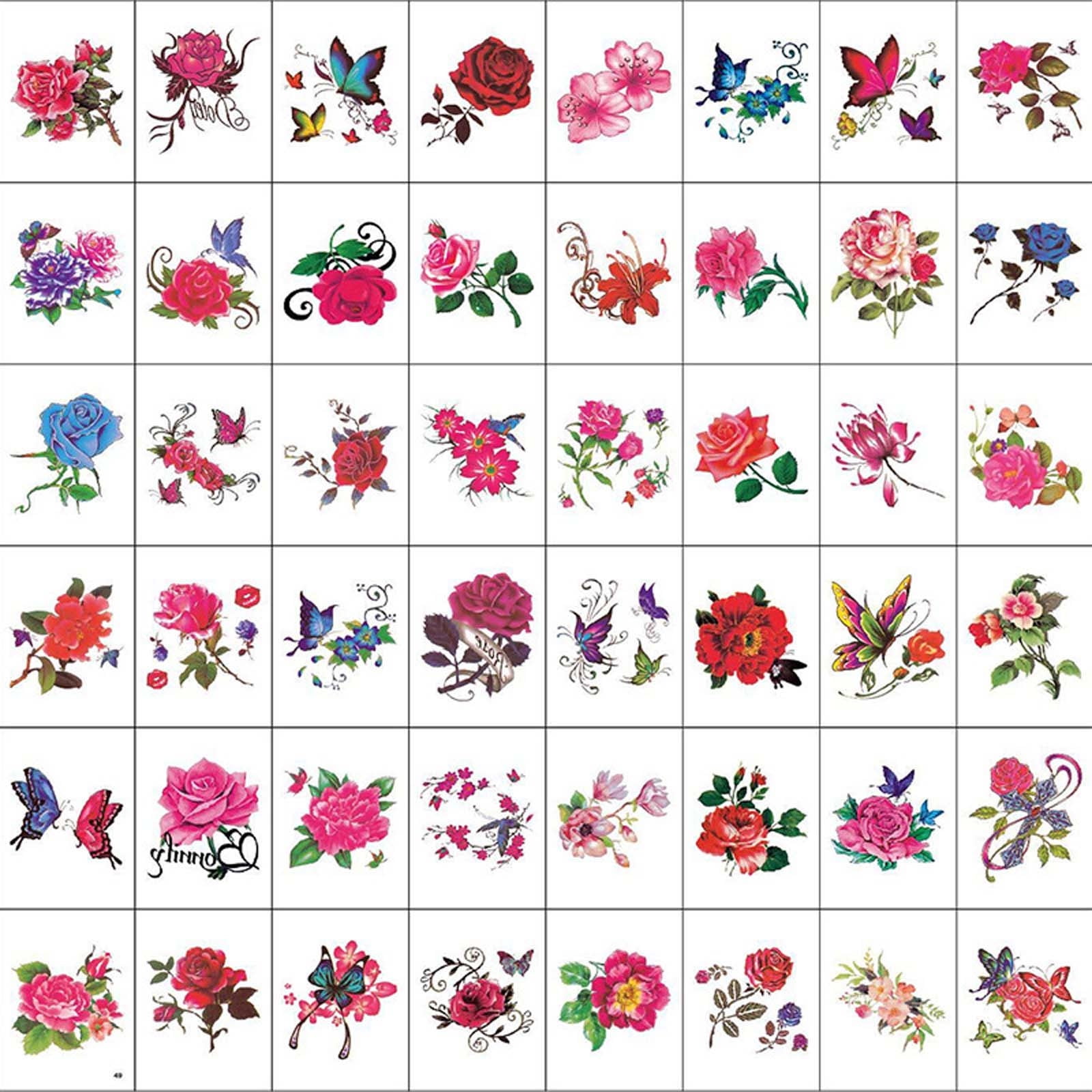 Rose Stickers Temporary Tattoos, Skin Tone Matching Waterproof Decals ...