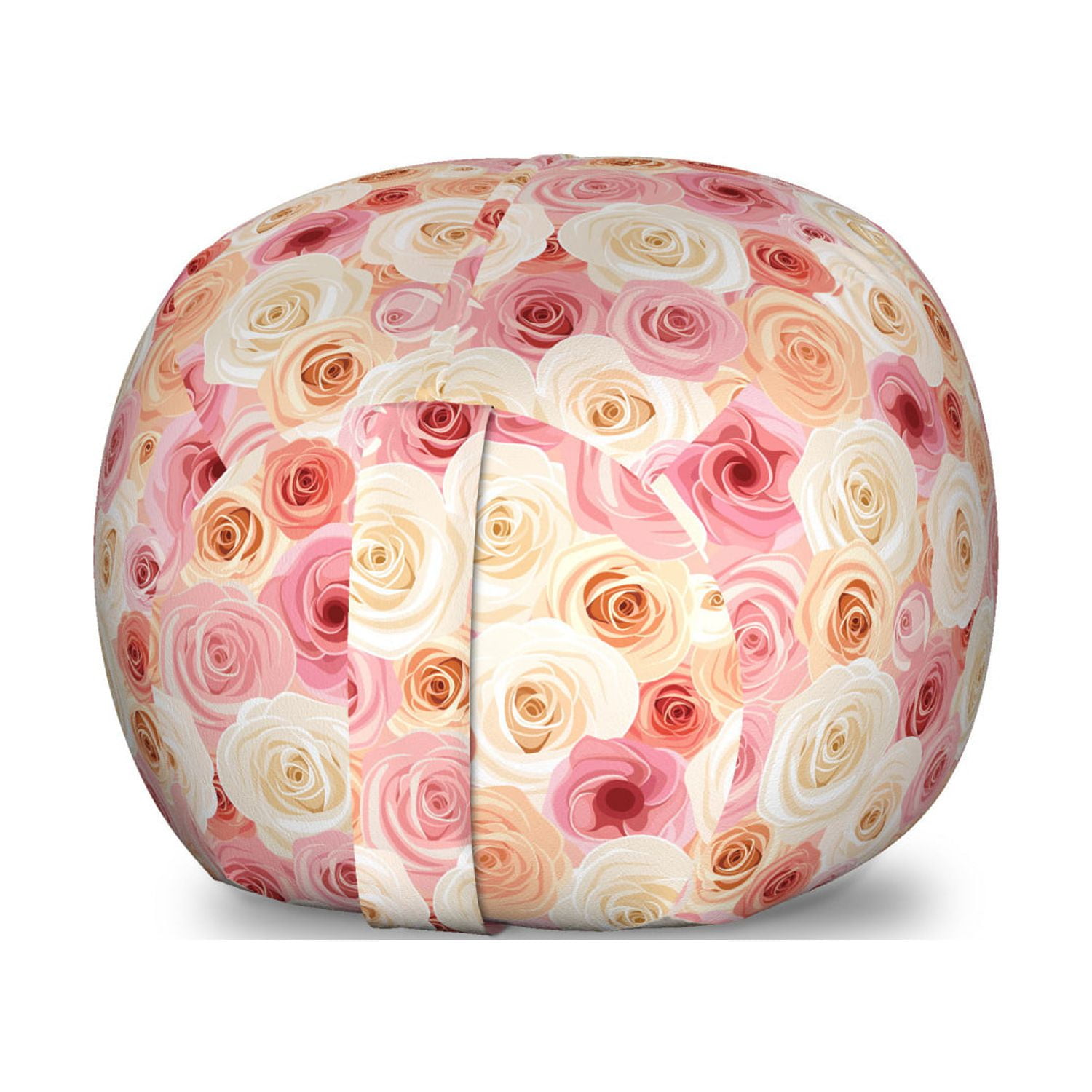 Rose Storage Toy Bag Chair, Romantic Pastel Shade Rose Petals and Buds ...