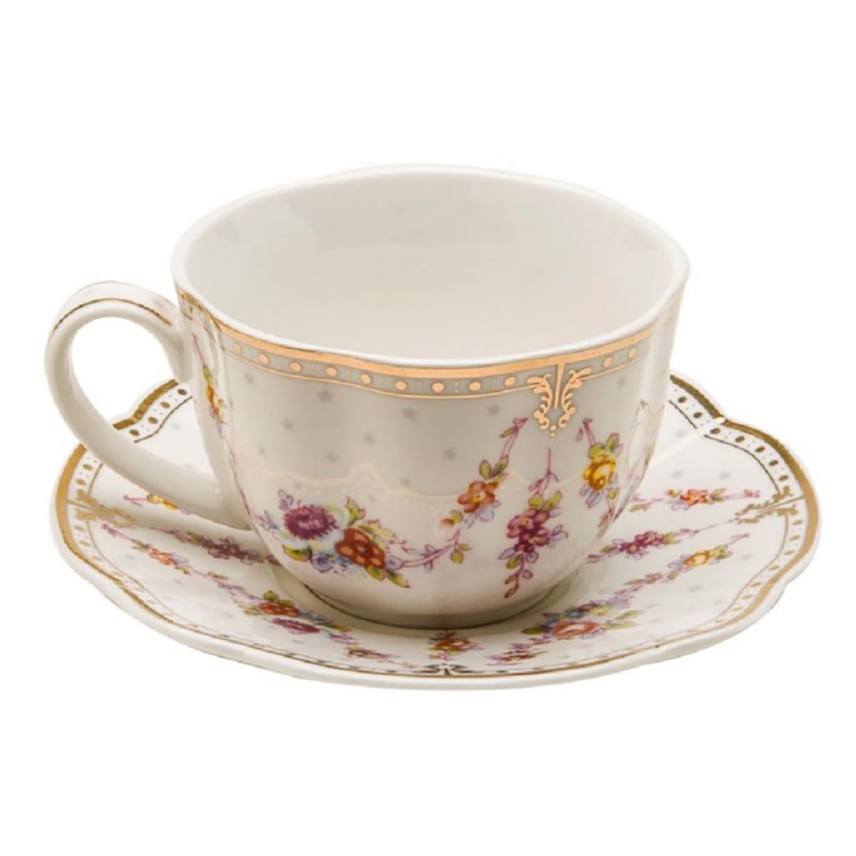 Rose Swag Tea Cups and Saucers, Set of 4 - Walmart.com