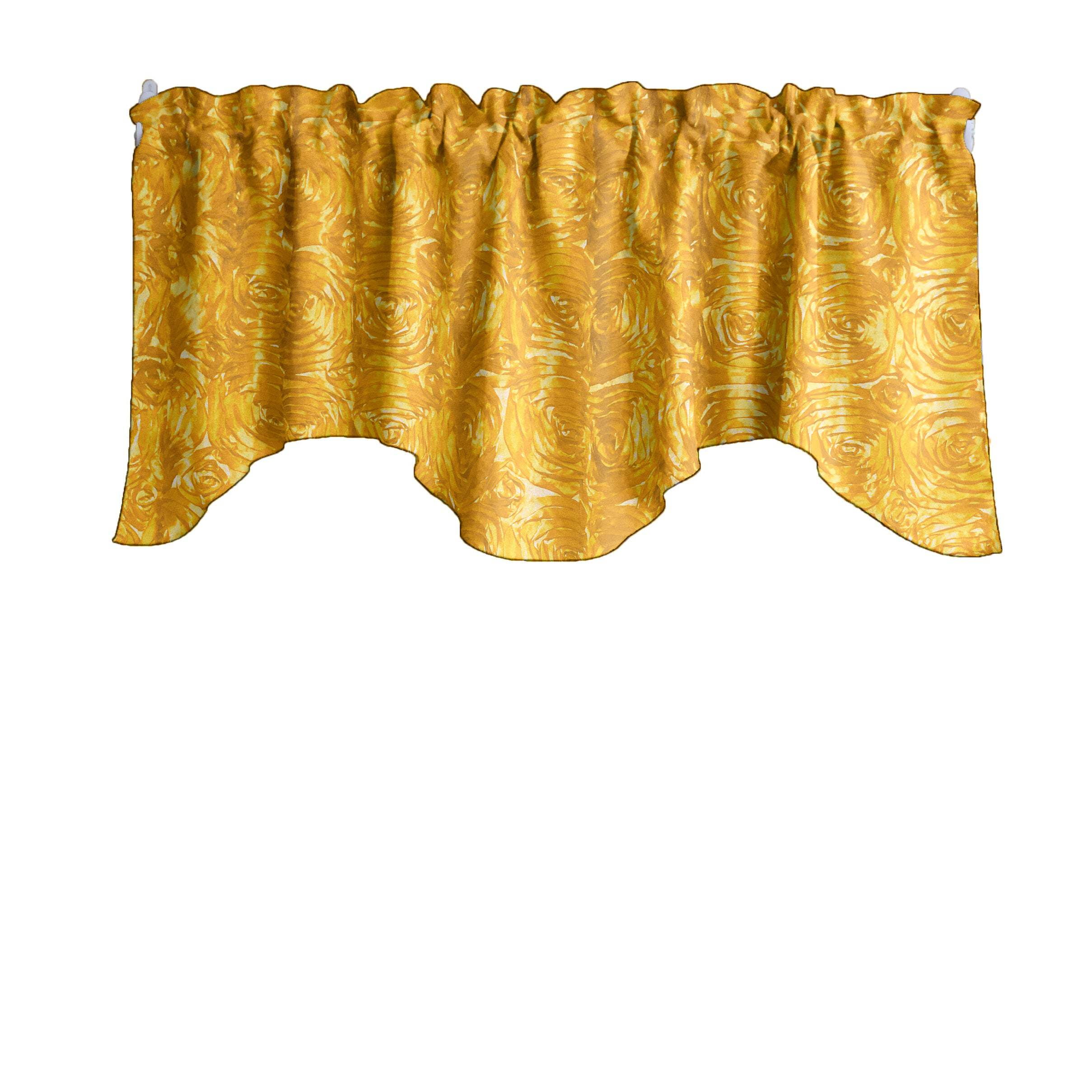 Rose Texture Satin Rosette Scalloped Window Valance 58" Wide / 20" Tall ...