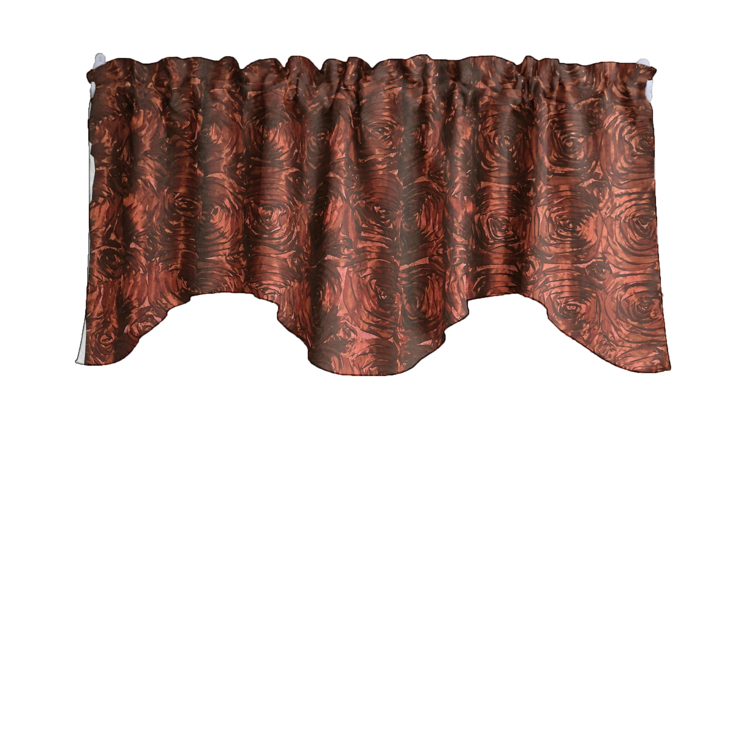 Rose Texture Satin Rosette Scalloped Window Valance 58" Wide / 20" Tall ...