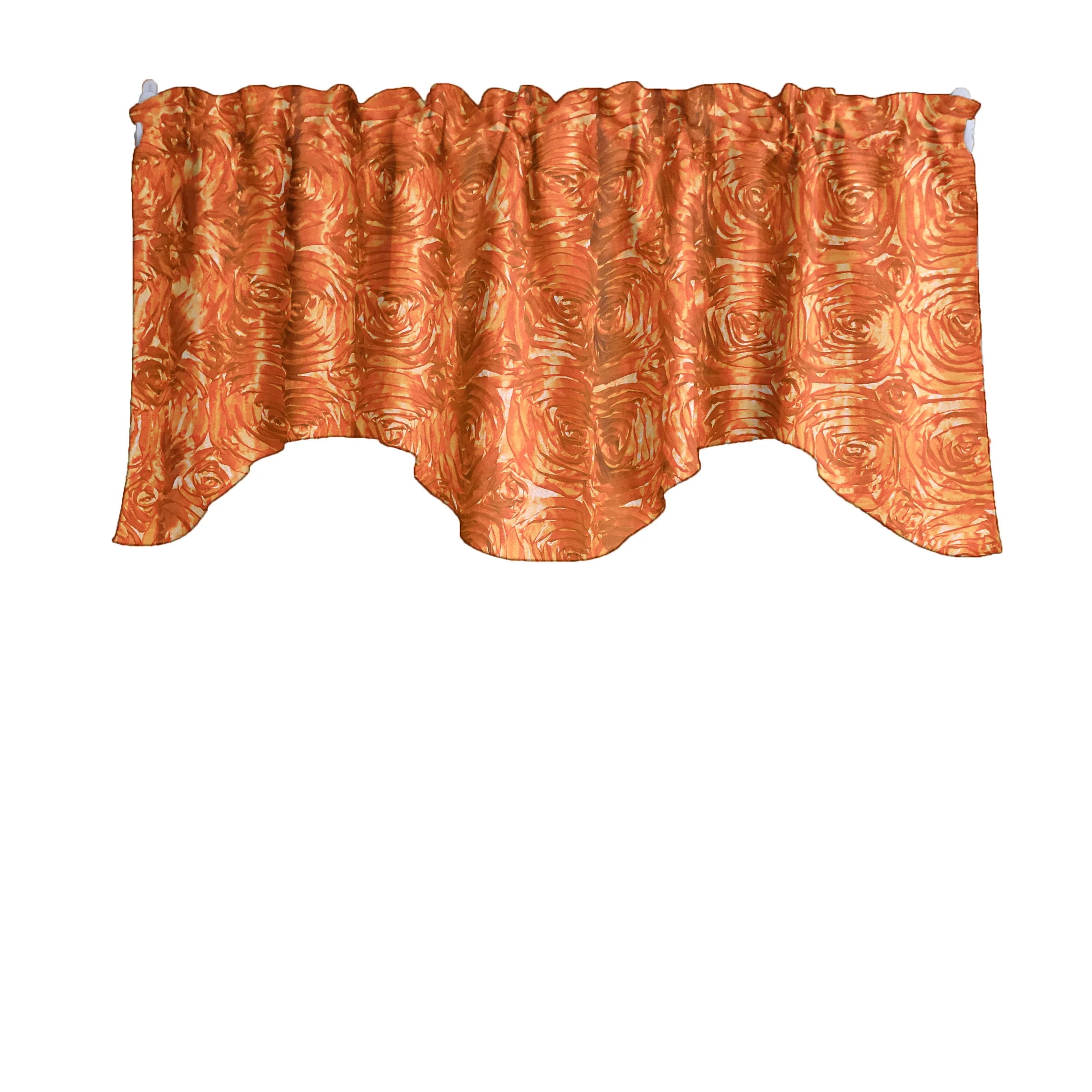 Rose Texture Satin Rosette Scalloped Window Valance 58" Wide / 20" Tall ...
