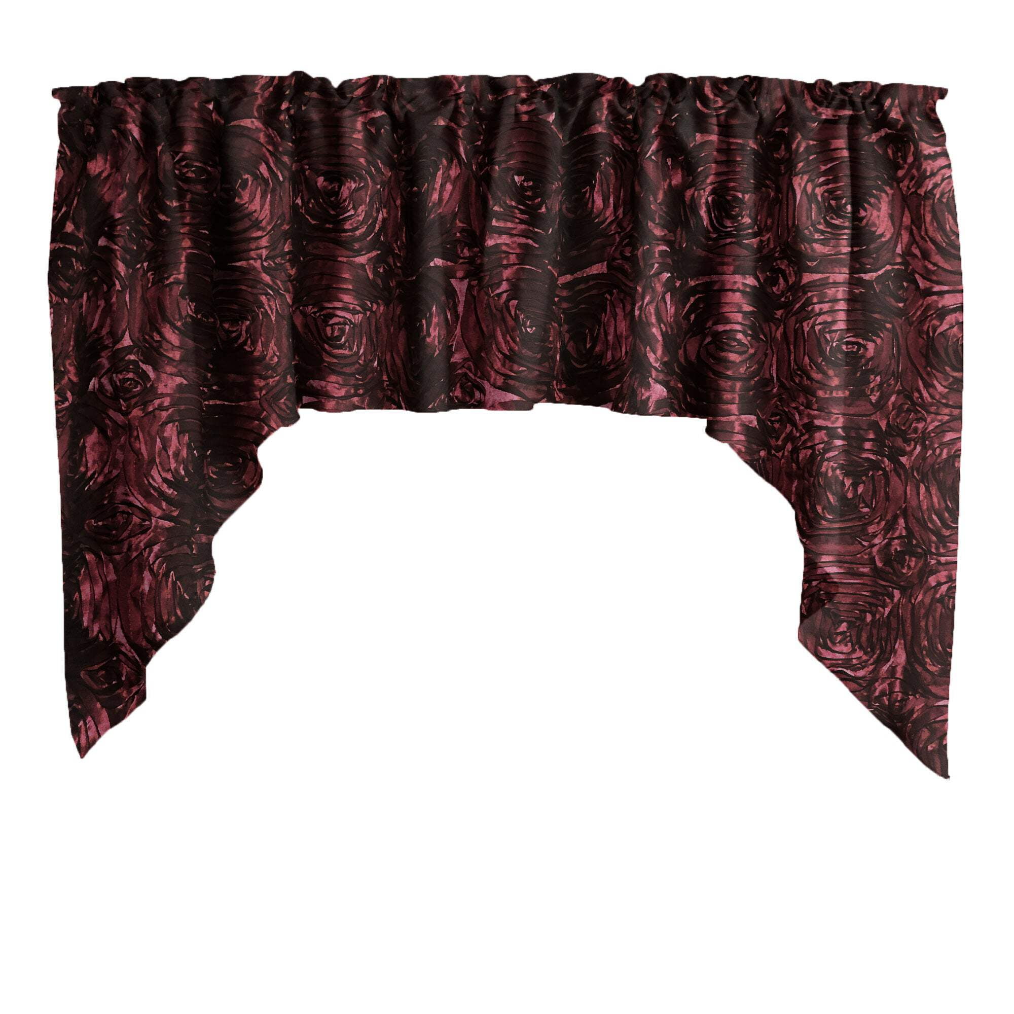 Rose Texture Satin Rosette Swag Window Valance 72" Wide / 36" Tall ...