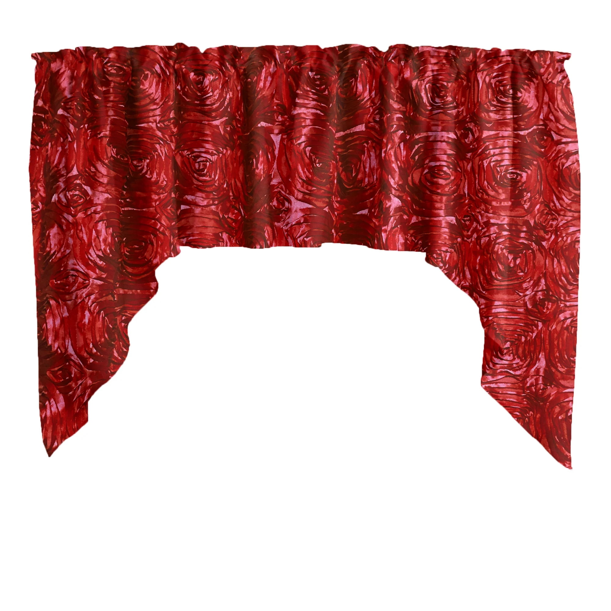 Rose Texture Satin Rosette Swag Window Valance 72" Wide / 36" Tall ...