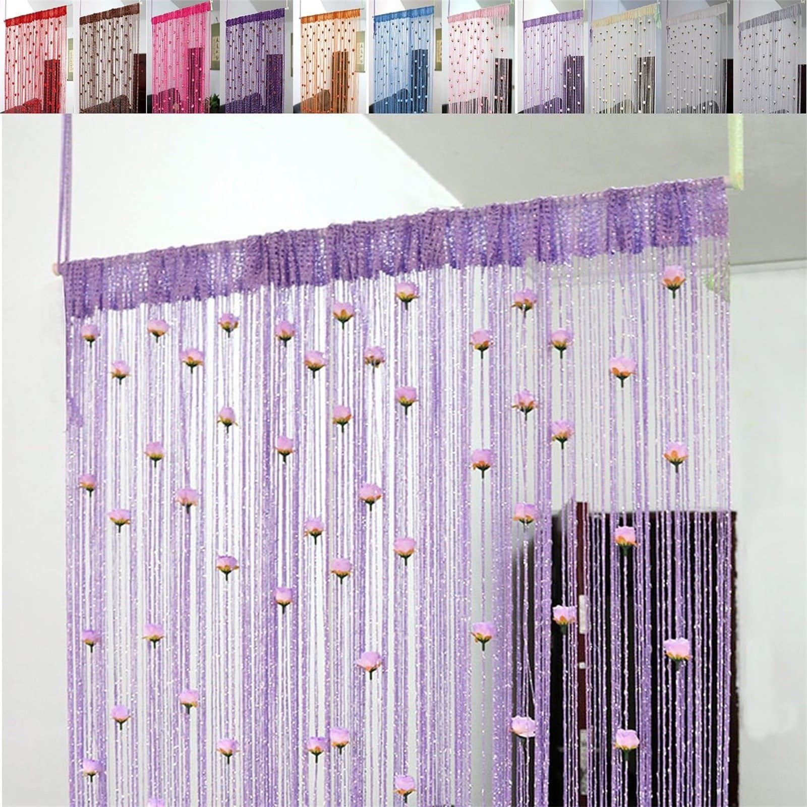 Rose Thread Door Curtain 2024 New 39x79 Inch String Curtain With Roses ...
