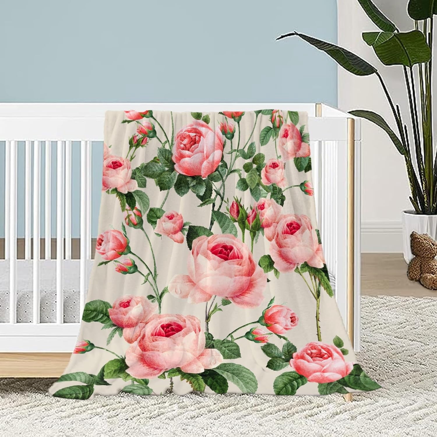 Rose Throw Blanket for Kids Small Spring Summer Floral Blanket Girls ...