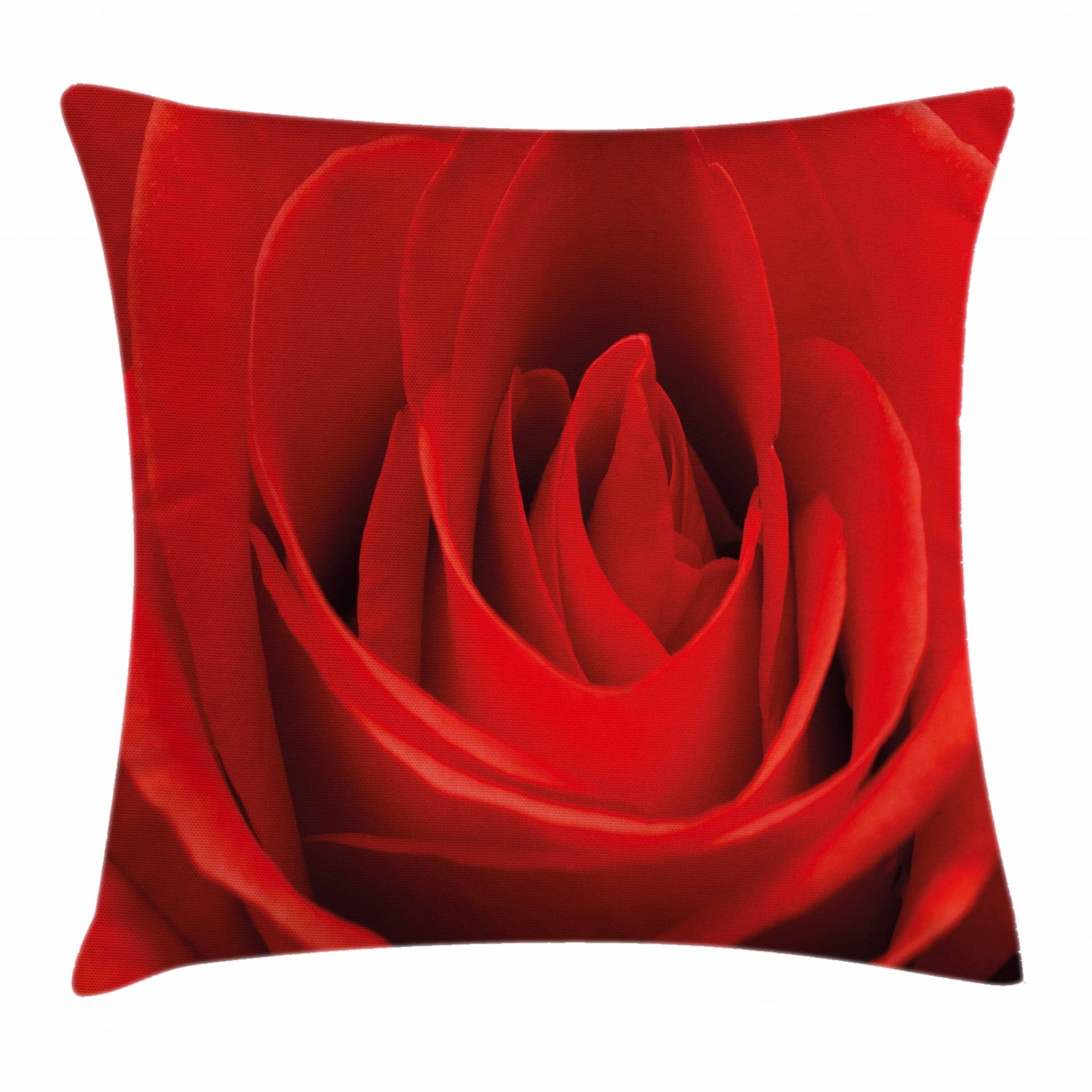 Rose Throw Pillow Cushion Cover, Close Up Macro of a Red Rose Bloom ...