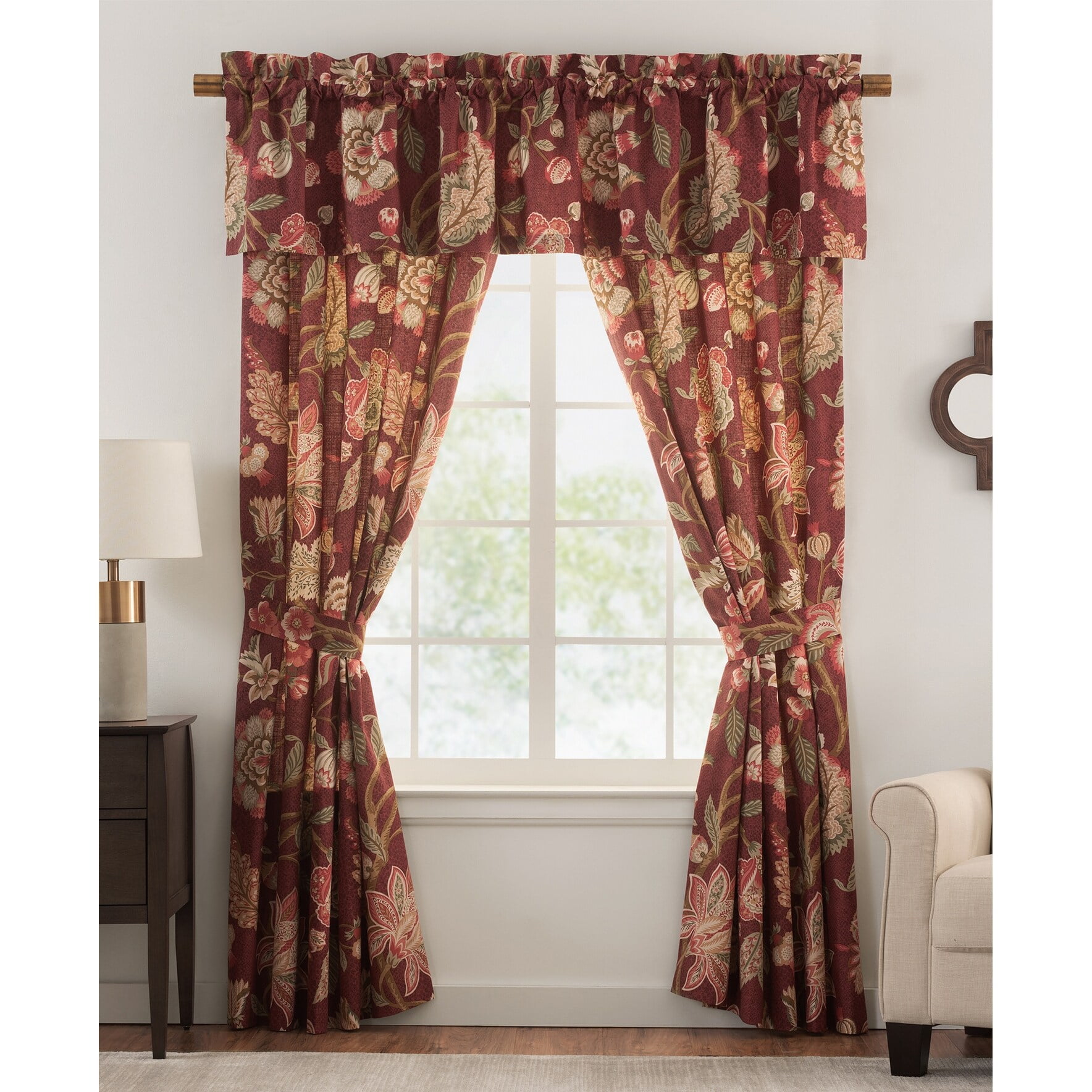 Rose Tree Emmaline Floral Lined Pole Top Window Panel Pair - Walmart.com