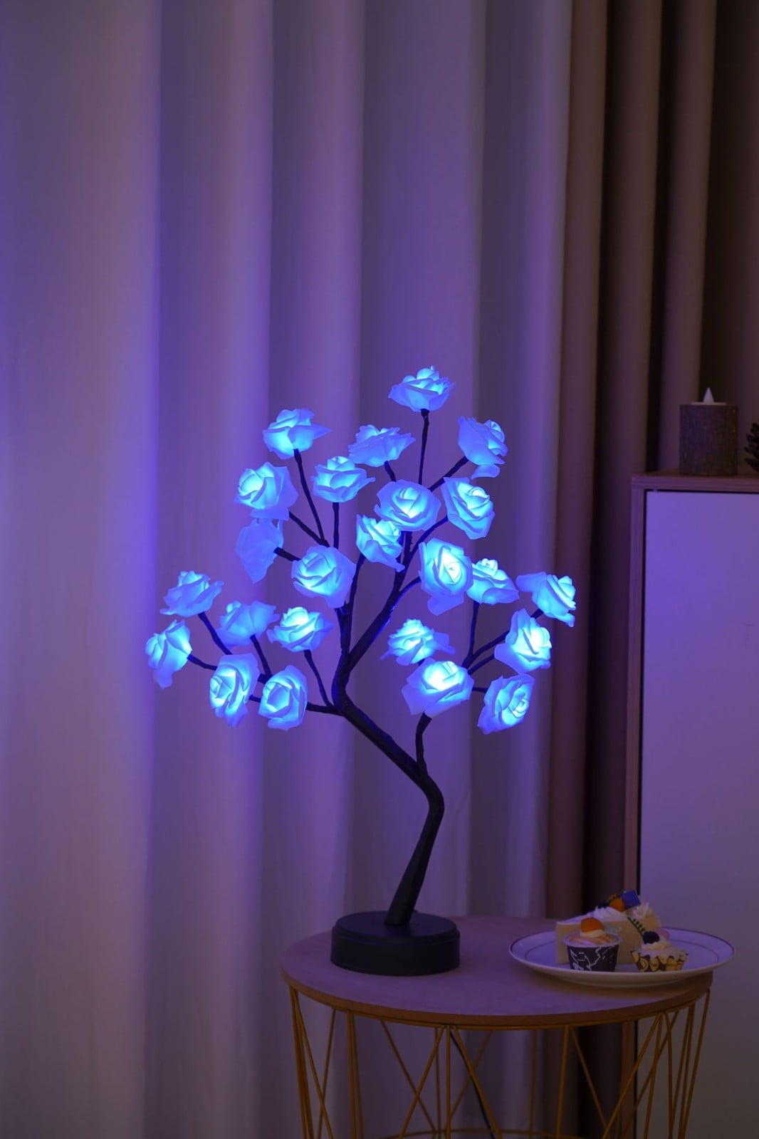 Rose Tree Lamp - LED Rose Flower Tabletop Bonsai Tree, USB Tabletop ...