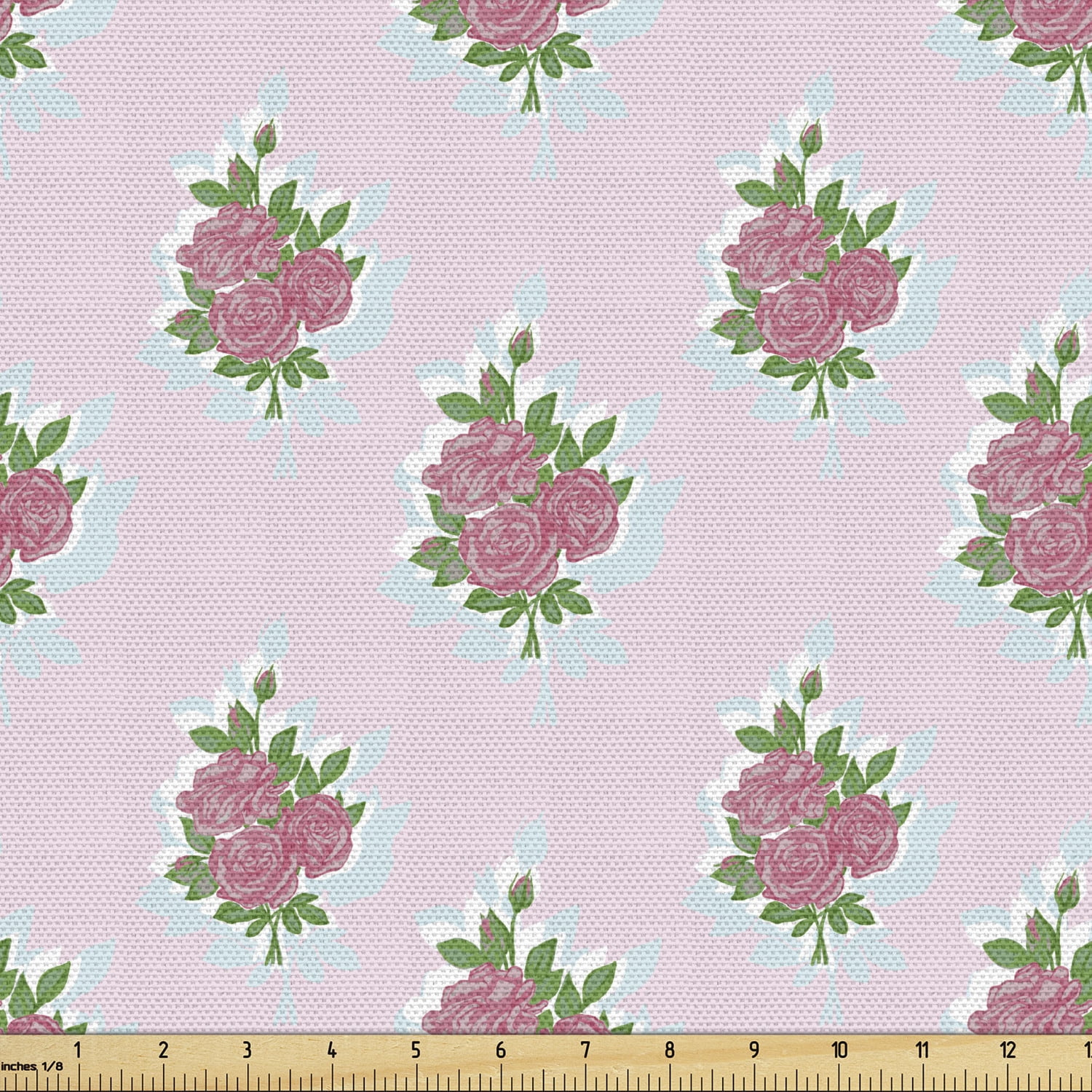 Rose Upholstery Fabric by the Yard, 80's Romantic Style Roses Bouquet ...