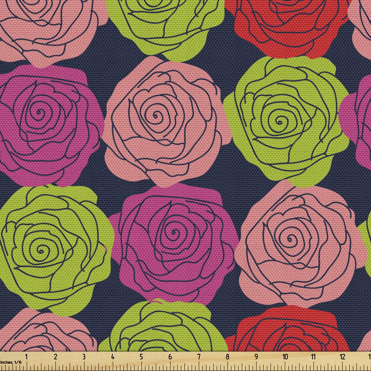 Ambesonne Rose Fabric by the Yard Upholstery, Bouquets of Valentine's ...