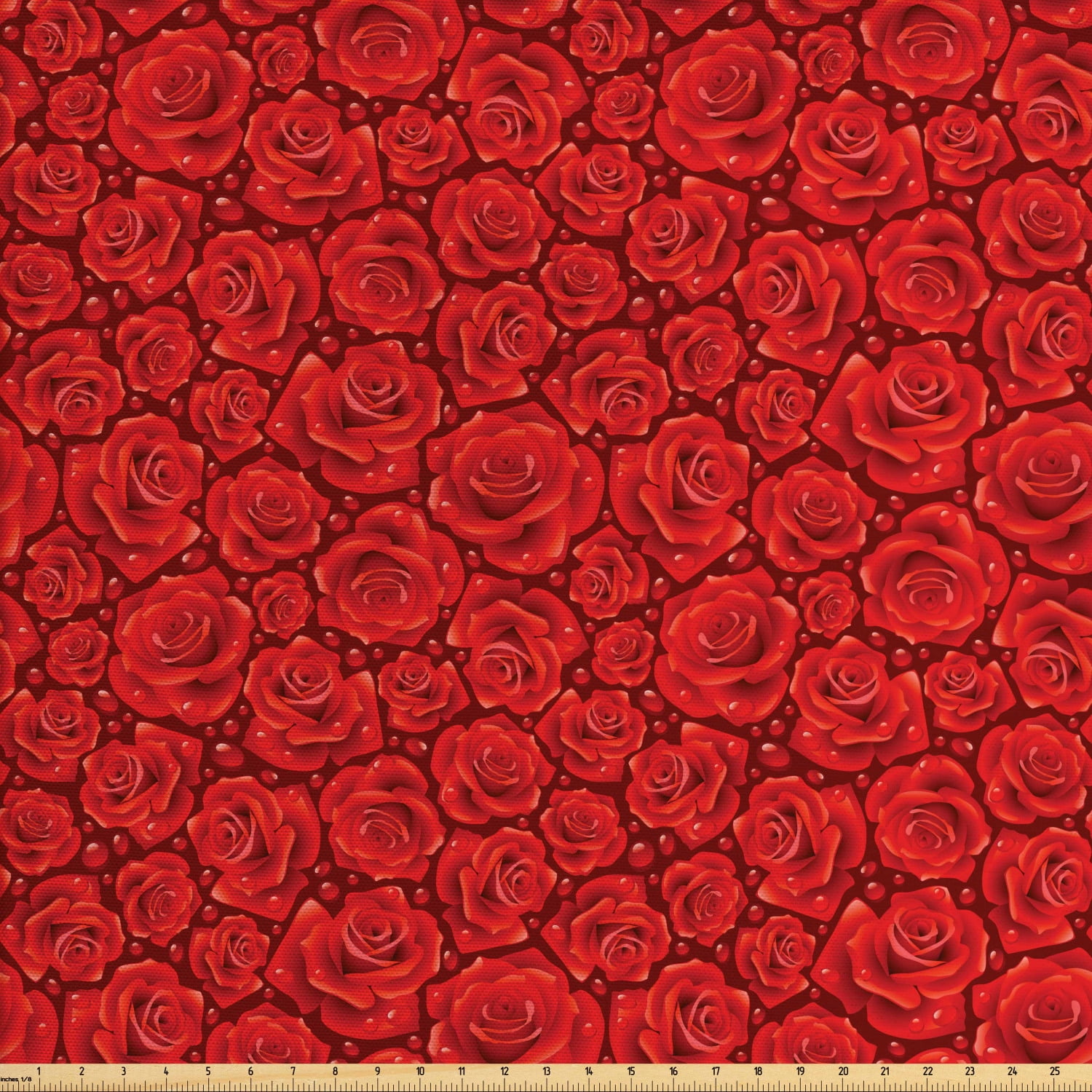 Ambesonne Rose Fabric by the Yard Upholstery, Red Roses Water Rain ...