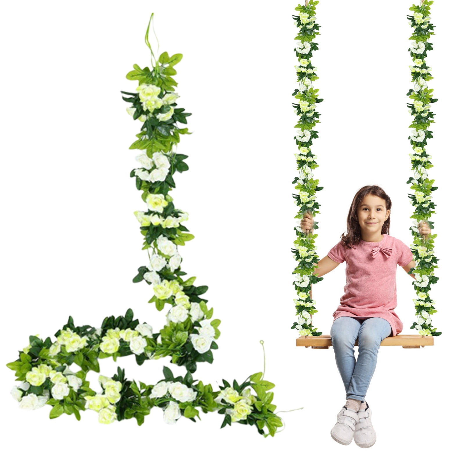 Rose Vine Garland Artificial Flowers, Hanging Rose Vines for Wedding ...