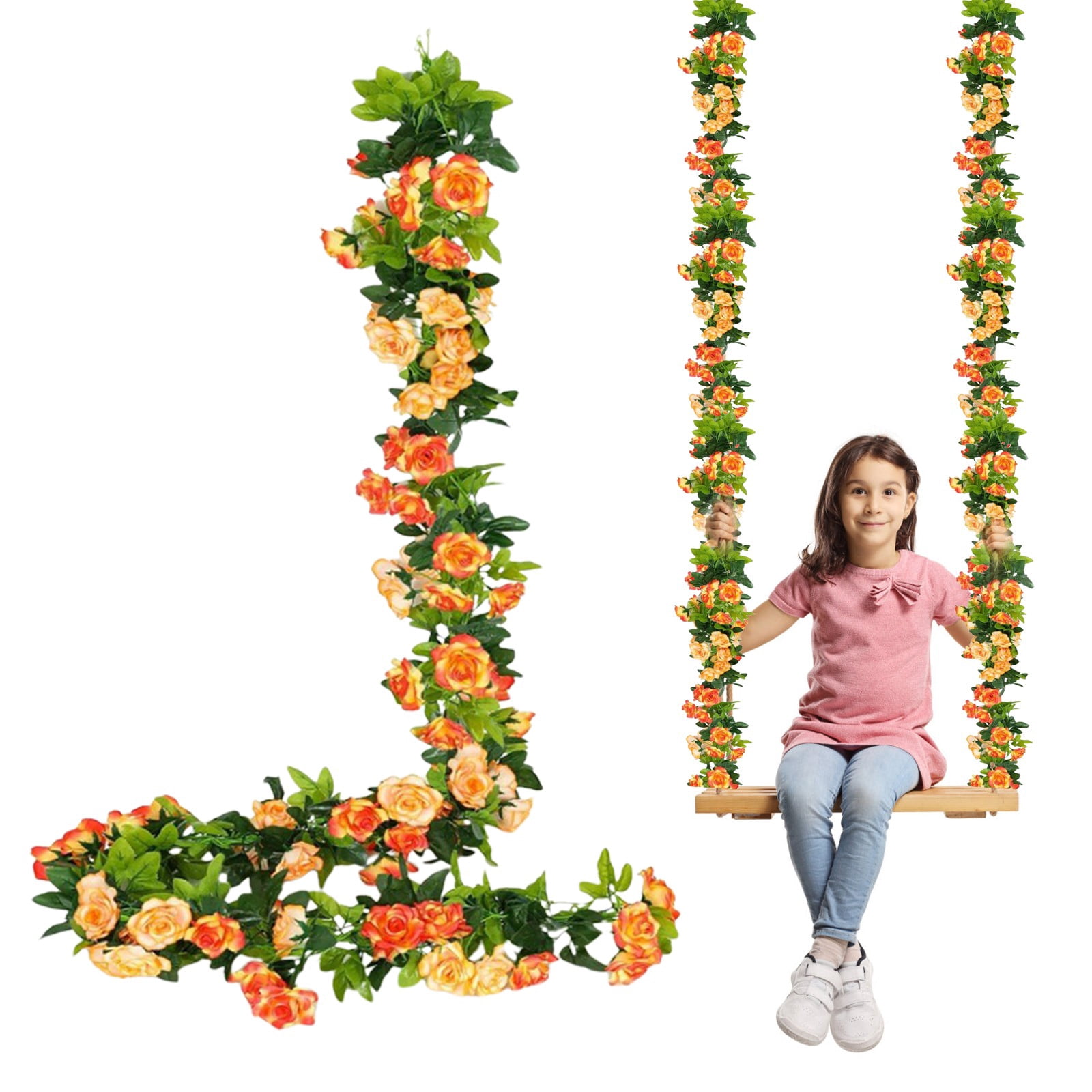Rose Vine Garland Artificial Flowers, Hanging Rose Vines for Wedding ...