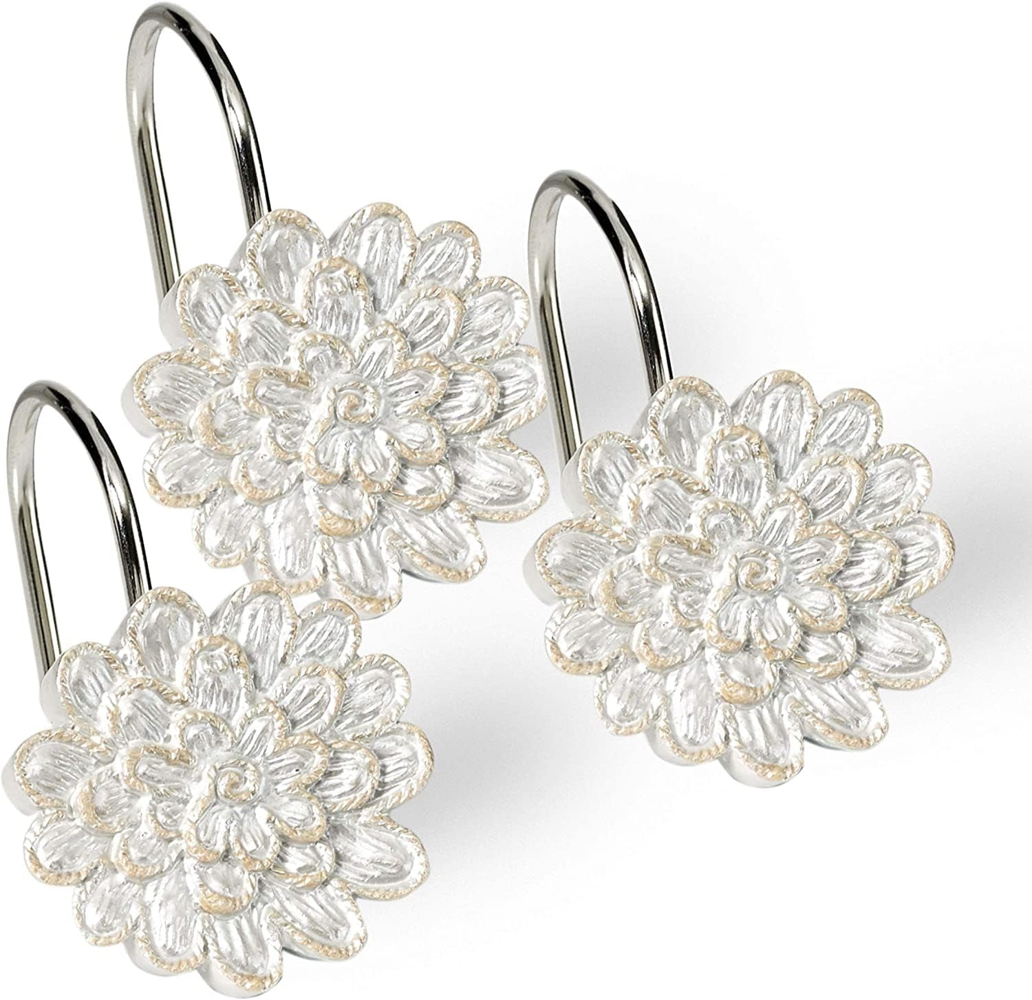 Rose Vine Shower Hooks Set - Curtain Rings with Unique Design - 12 ...