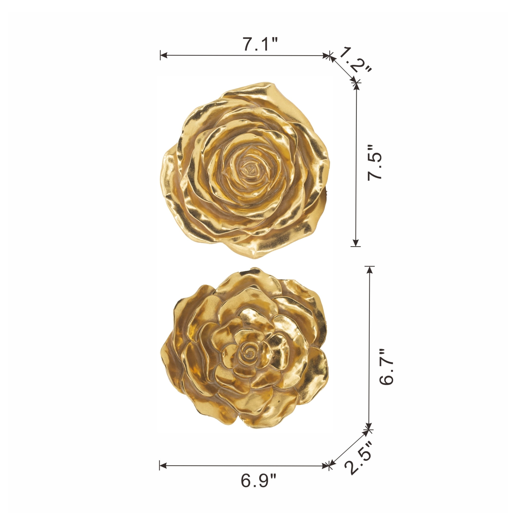 Rose Wall Decor Set of 2 - Floral Wall Art for Living Room, Bedroom ...