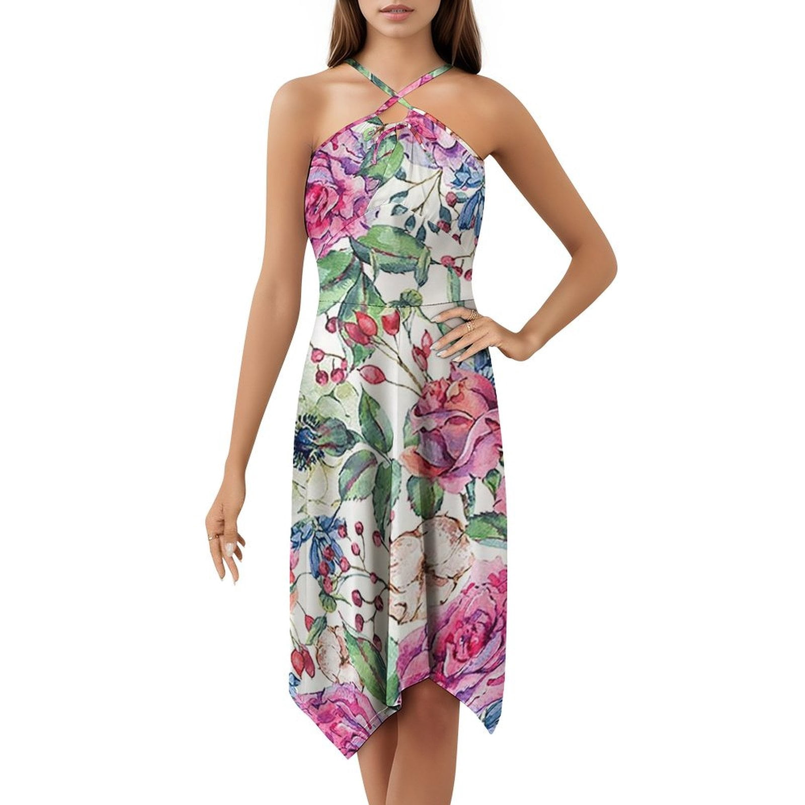 Rose Wild Fruit Flower Oil Painting Dress Elegant Party Dresses Evening ...