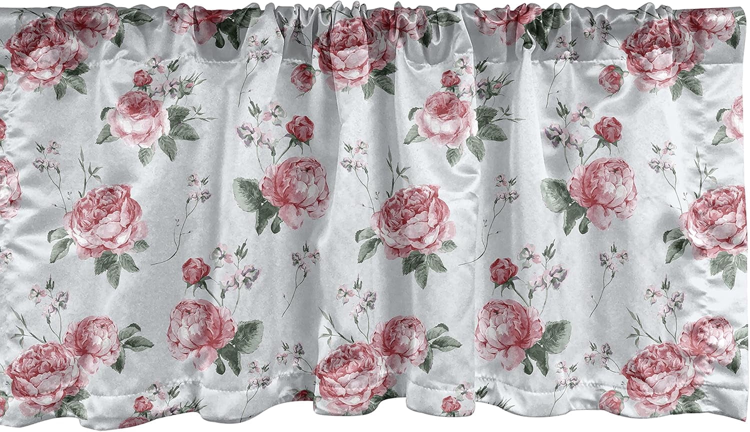 Rose Window Valance, Blooming English Rose Watercolor Painting Style ...