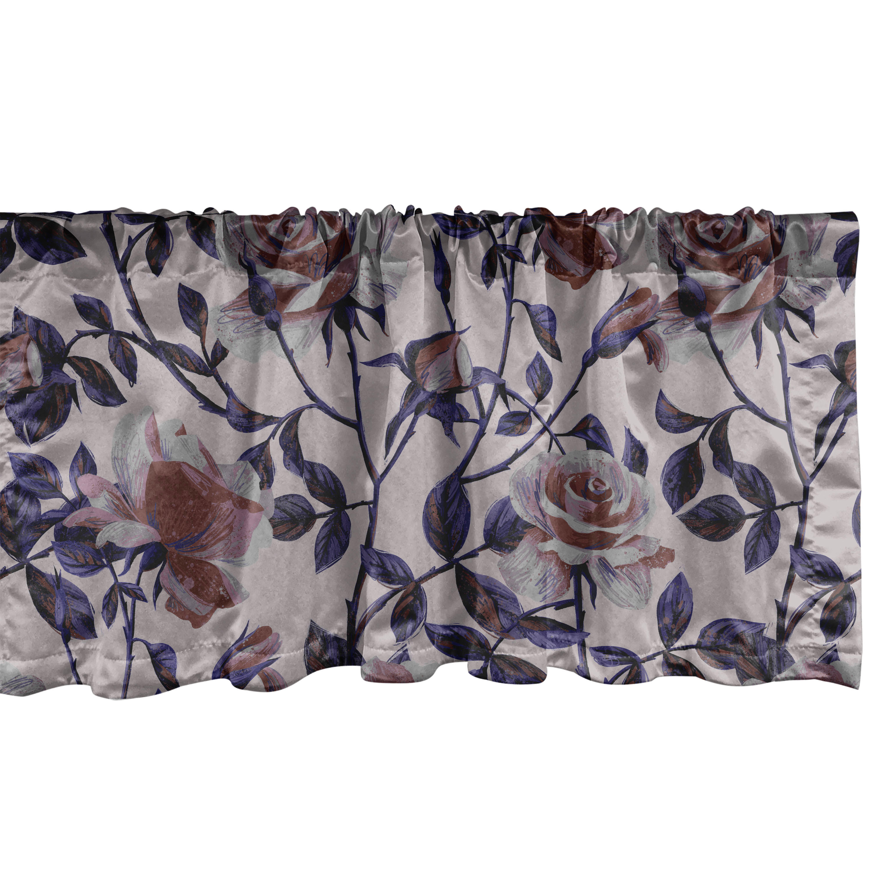 Rose Window Valance, Gothic Garden Scene of Flowers Vintage and Leaves ...
