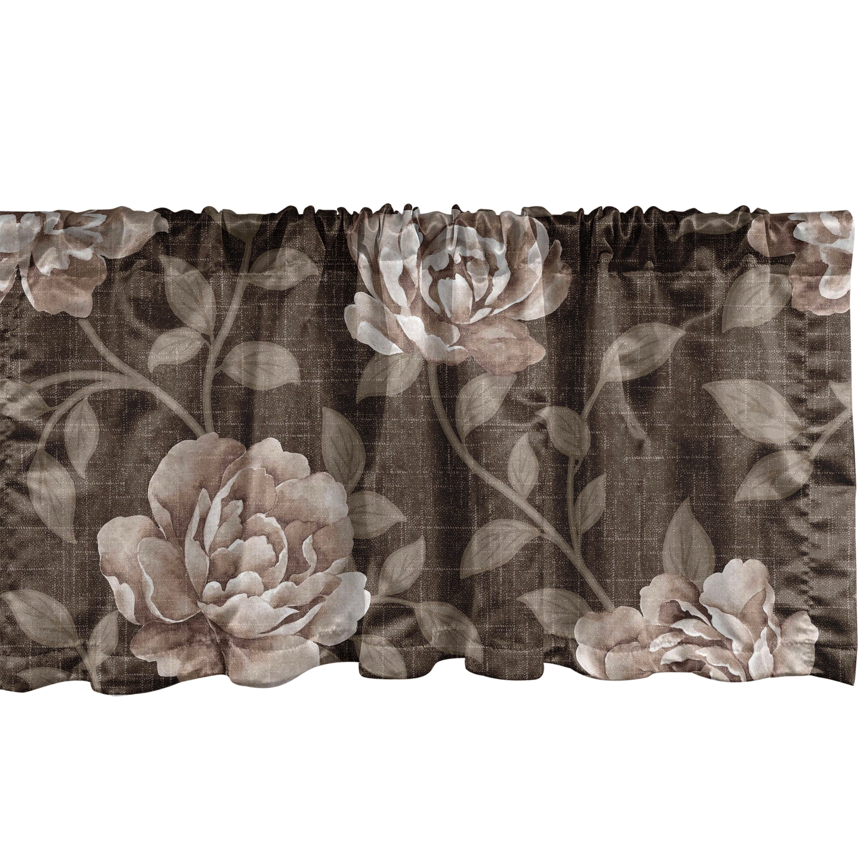 Rose Window Valance, Retro Themed Weathered Effect Vintage Romantic ...