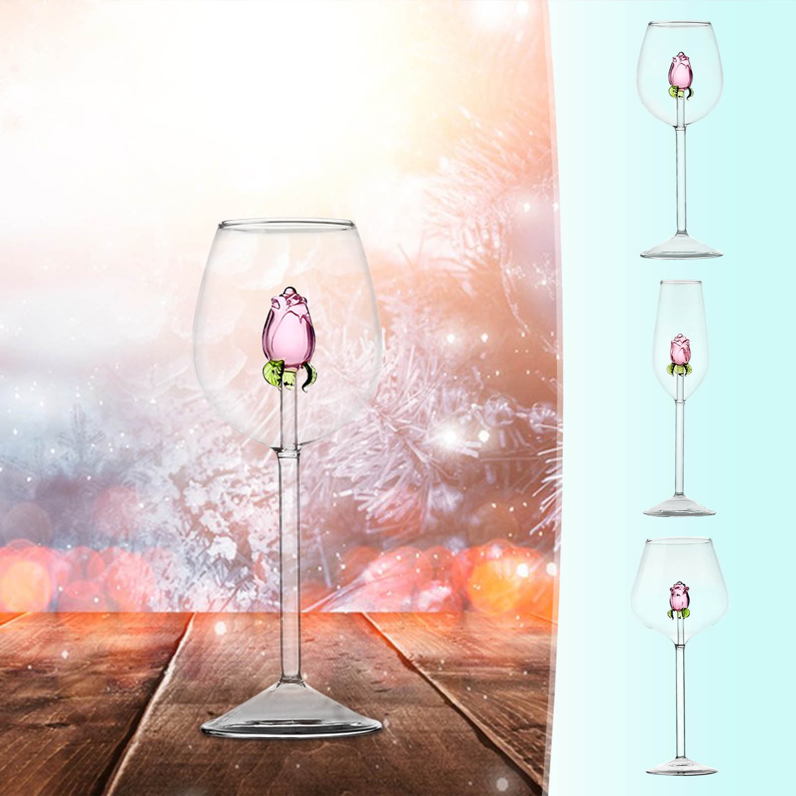 Rose Wine Glass with Rose Inside, Unique Flower Wine Goblet Cocktail ...