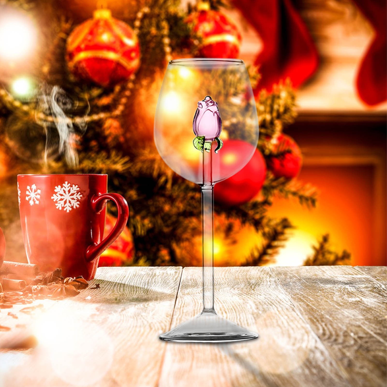 Rose Wine Glasses, Creative Drinking Goblet with Rose Inside, Stemmed ...