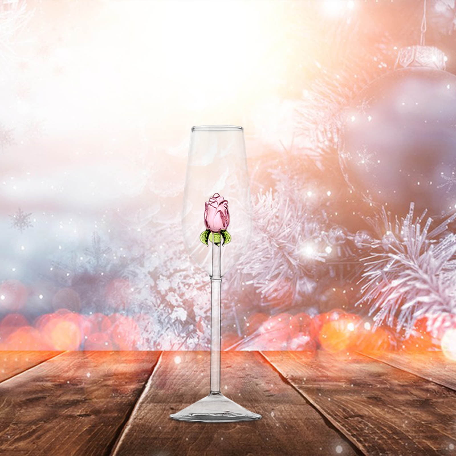 Rose Wine Glasses, Creative Drinking Goblet with Rose Inside, Crystal ...