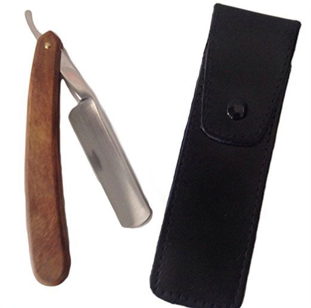 Rose Wood Straight Razor Style Shaver with Free Leather Case - Walmart.com