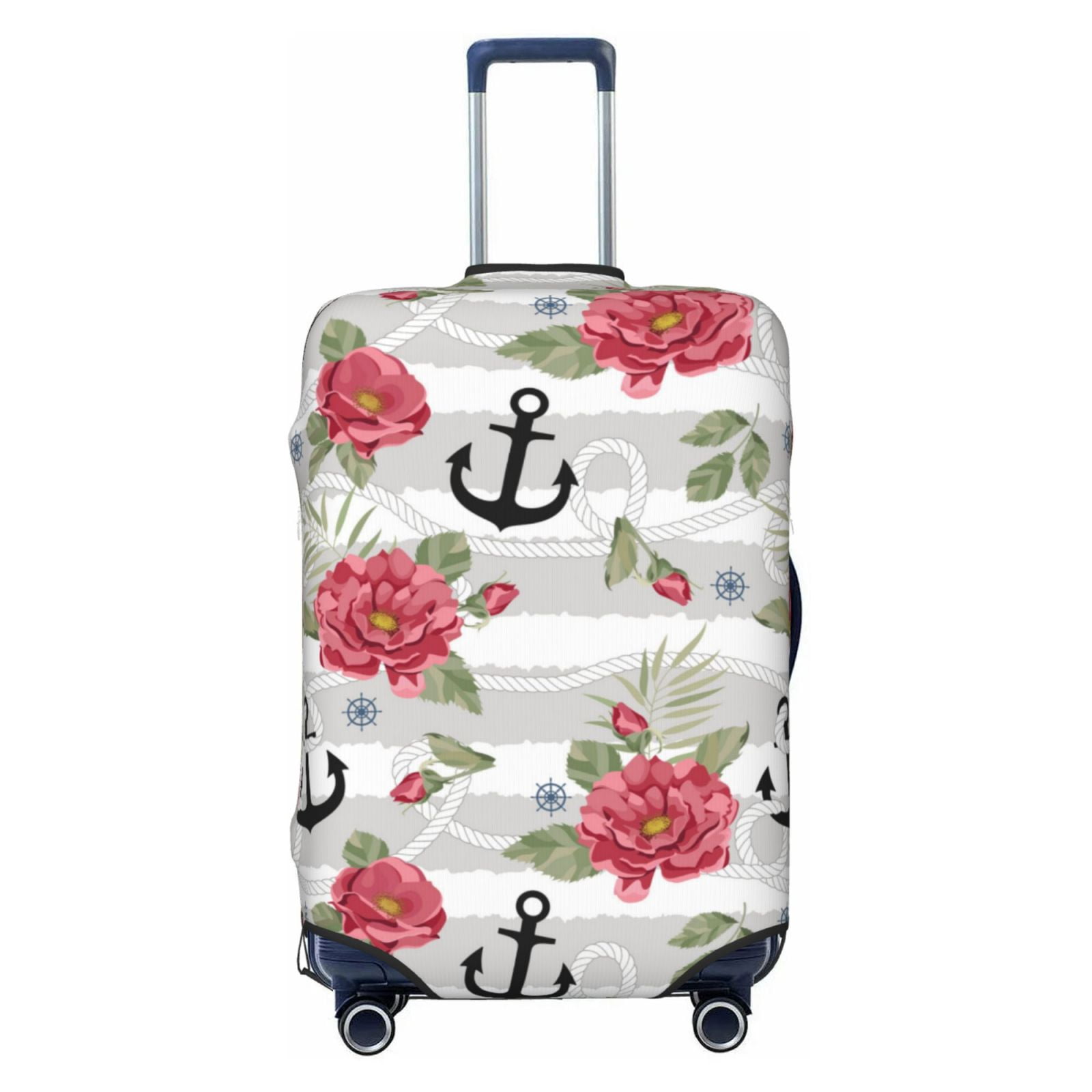 Rose anchor Vintage flowers grey Travel Luggage Cover - No Luggage ...