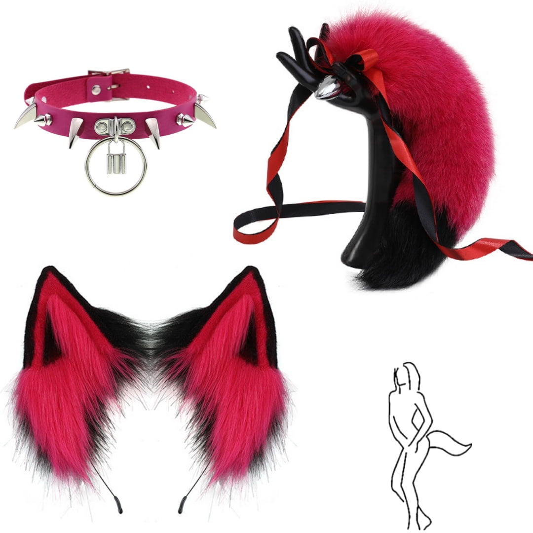 Rose and Black Tail Butt Plugs 3PCS Anal Toys, Expanding Plug Toys ...