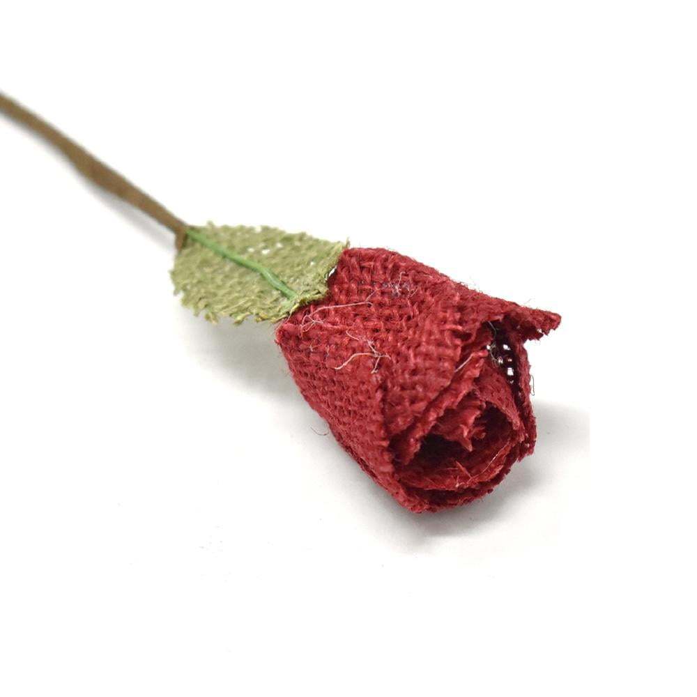 Rose and Leaf Burlap Flower Pick, Red, 5-1/2-Inch - Walmart.com