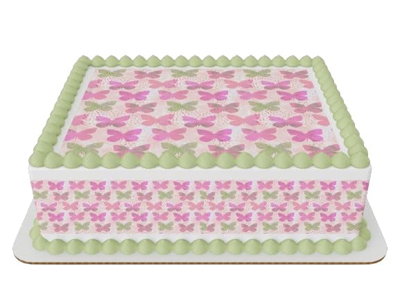 Rose and Lime Butterflies Edible Icing Sheets- Assorted Image Cake ...