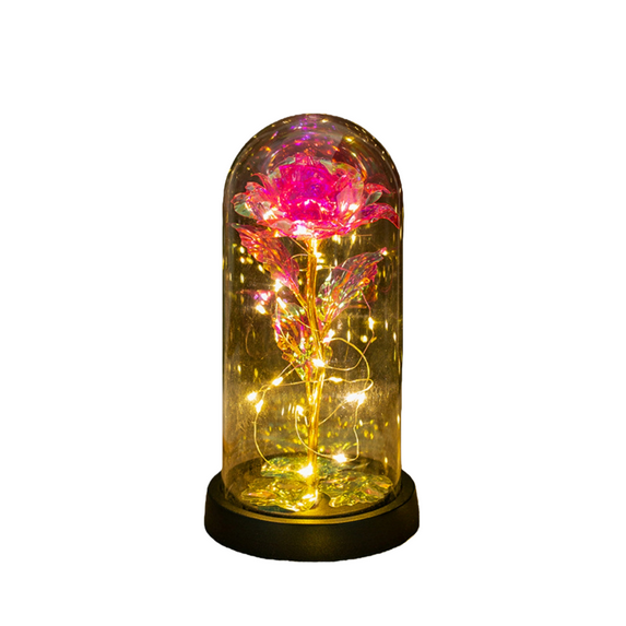 Rose forever Preserved Light Up Rose in Glass Dome Colorful Eternal ...